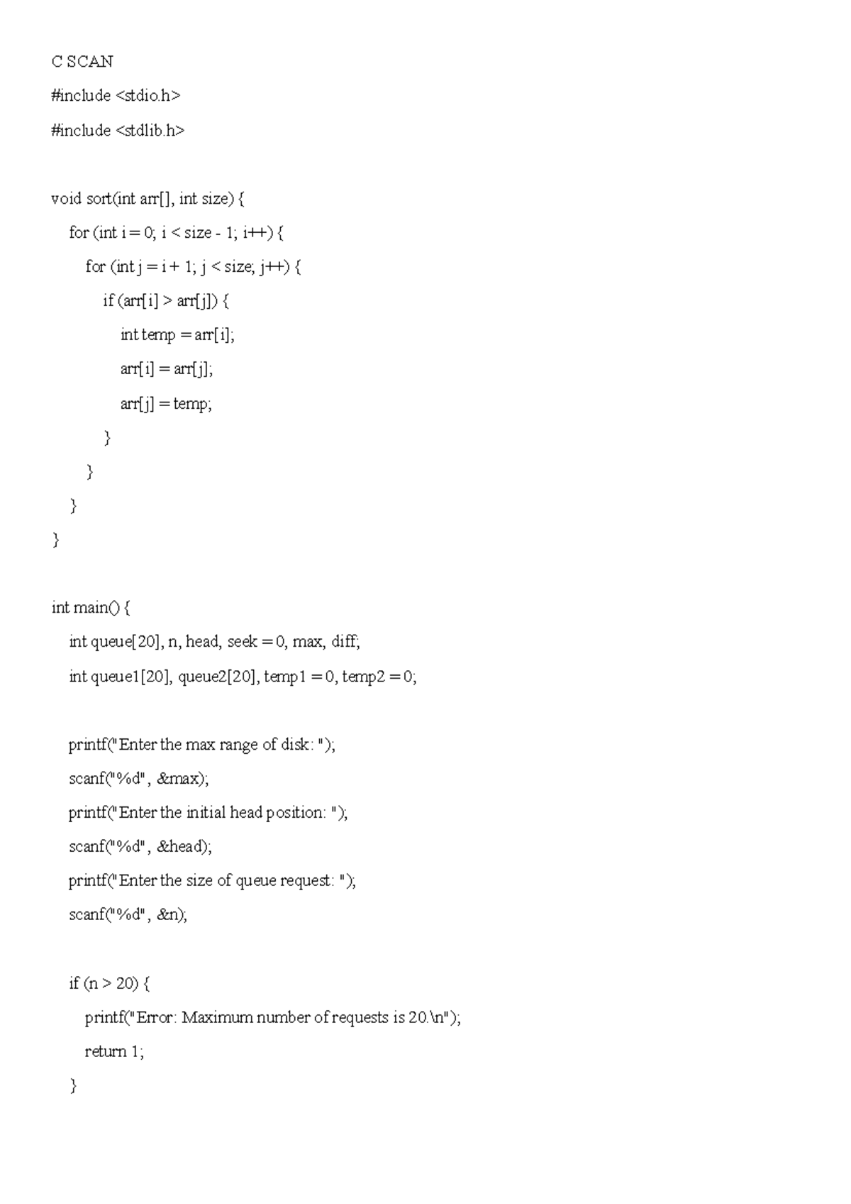 C SCAN Algorithm Implementation and Analysis for Disk Scheduling - Studocu
