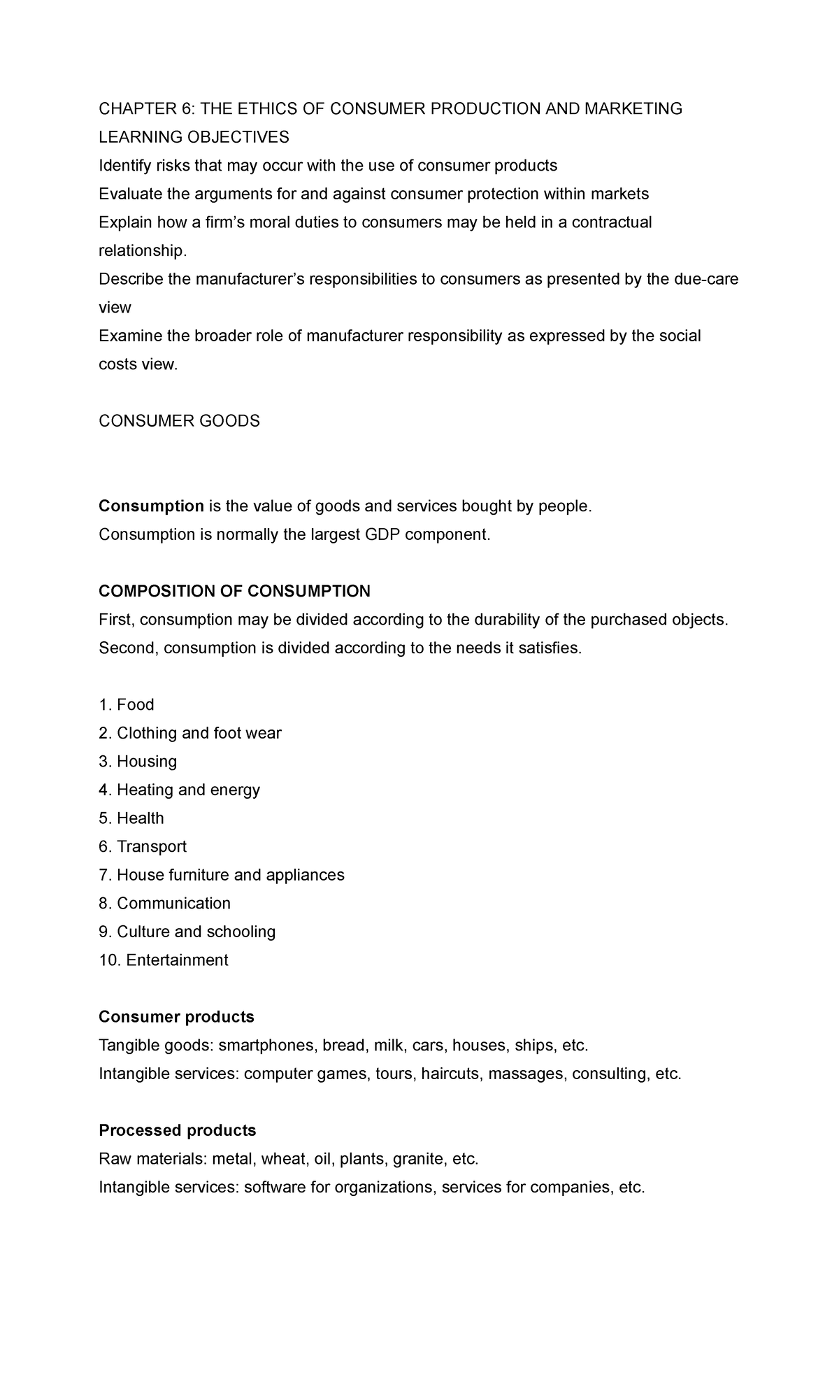 CHAPTER 6: ETHICS IN CONSUMER PRODUCTION & MARKETING - Studocu
