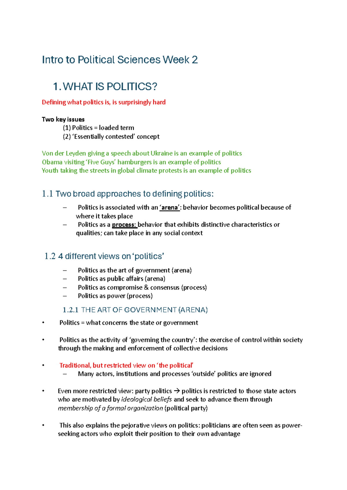 Intro to Political Sciences Week 2: Understanding Politics and Its ...