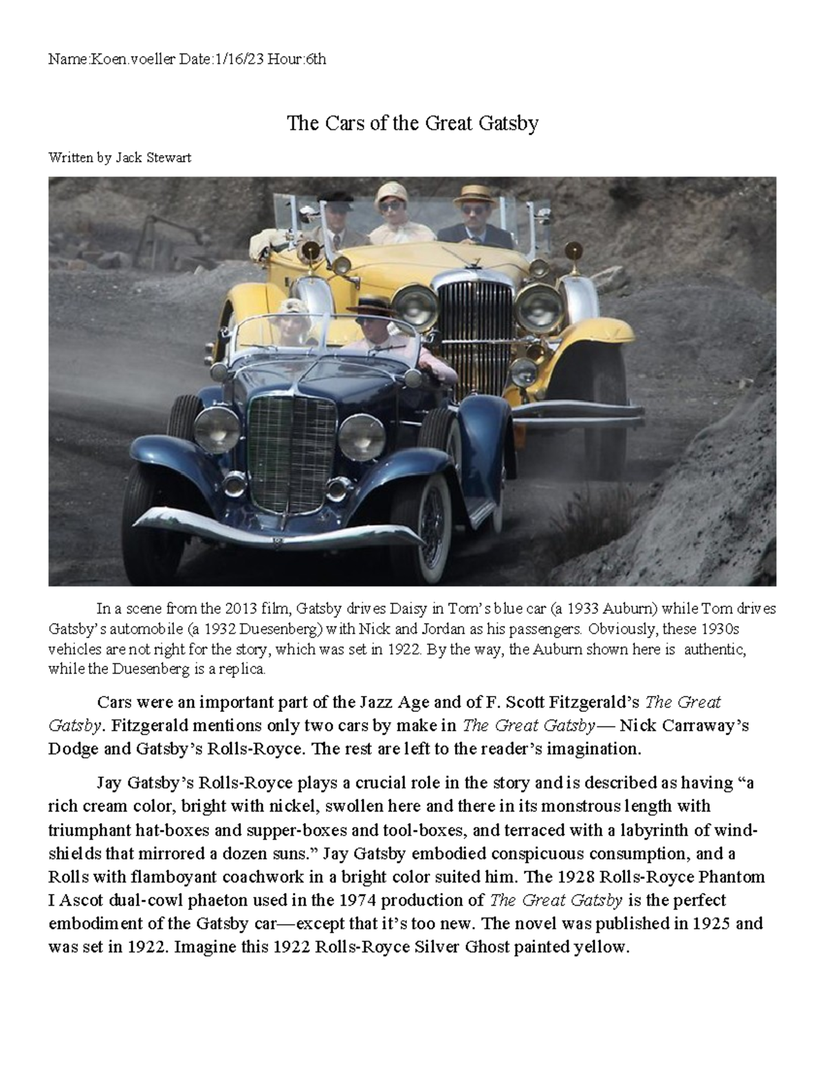 Great Gatsby Yellow Car 2024