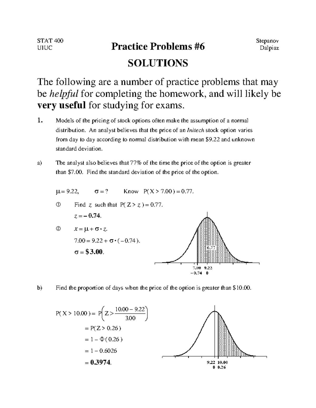 STAT 400 Practice Problems Solutions for Exams Preparation - Studocu