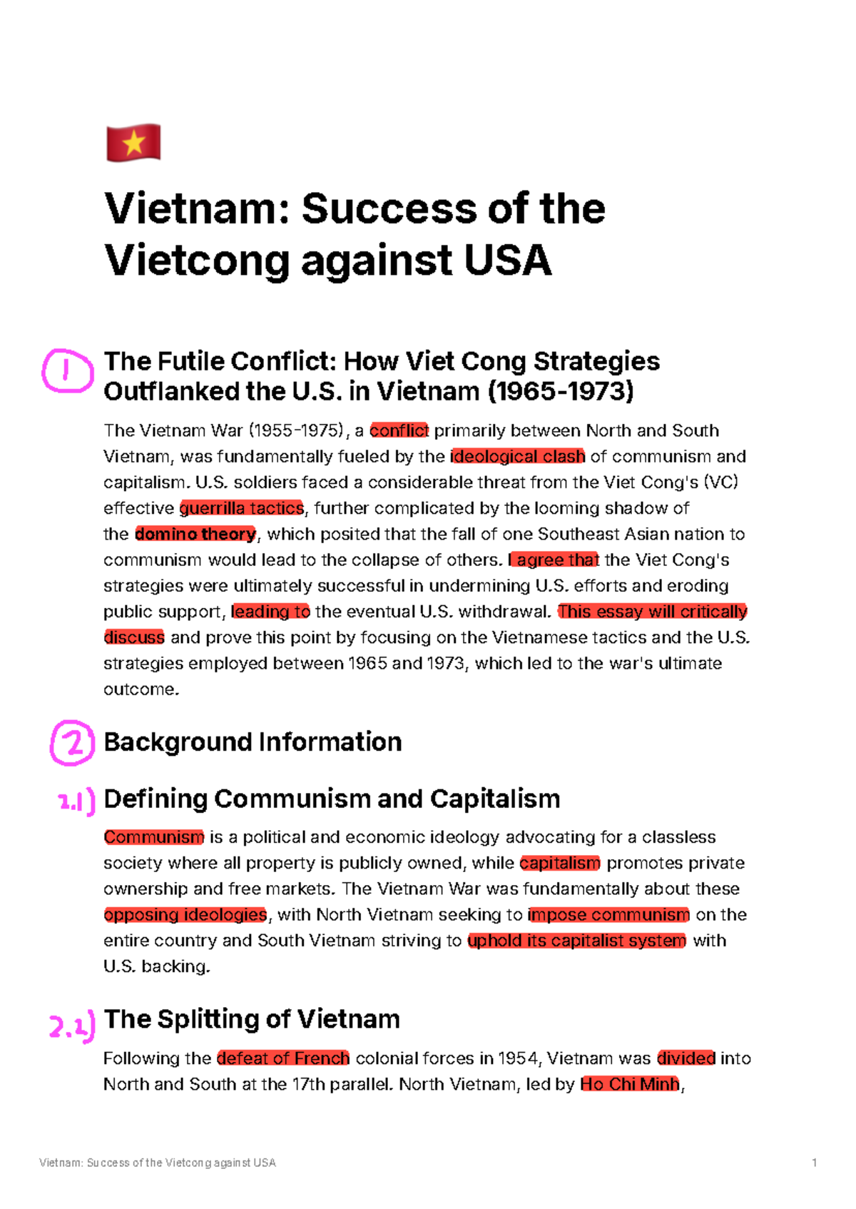 Vietnam Essay: Success of Viet Cong Tactics Against the U.S. 1965-1973 ...