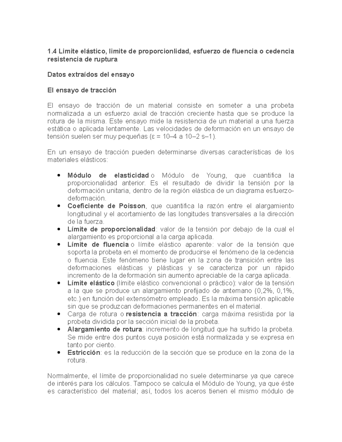 1.4 Limite elastico - unidad 1 - Mecánica de materiales - 1 Limite ...