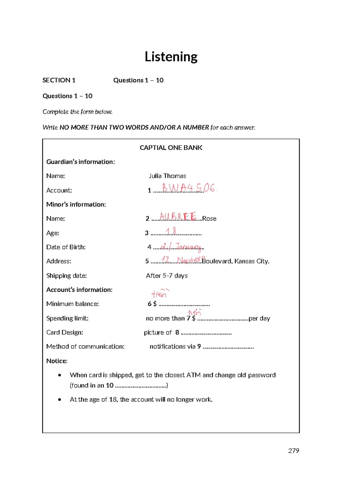 Listening MOCK TEST M9 - Practice for Preparing Assessment Tasks - Studocu