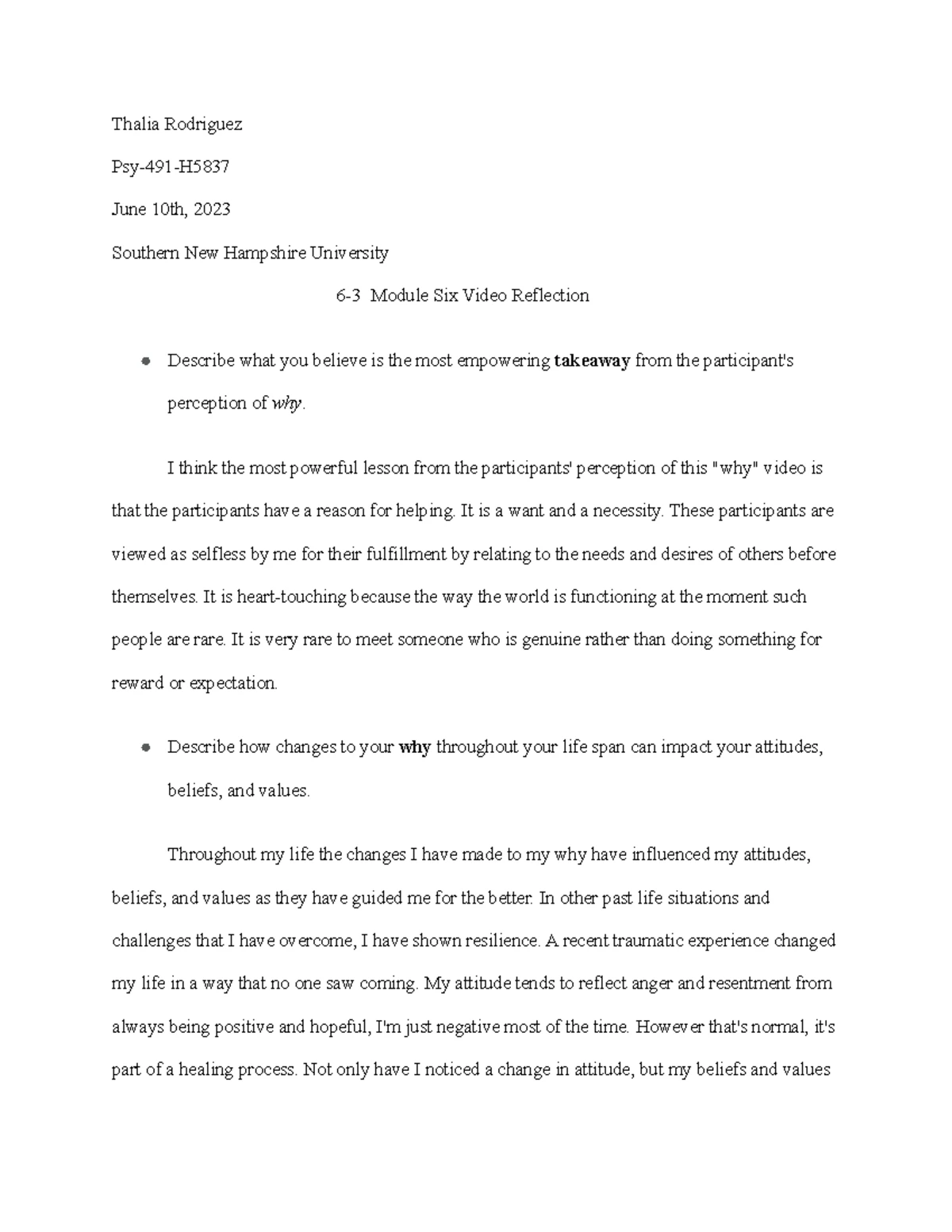 PSY 491: Module 1 Video Reflection on Social Change Identity - Studocu