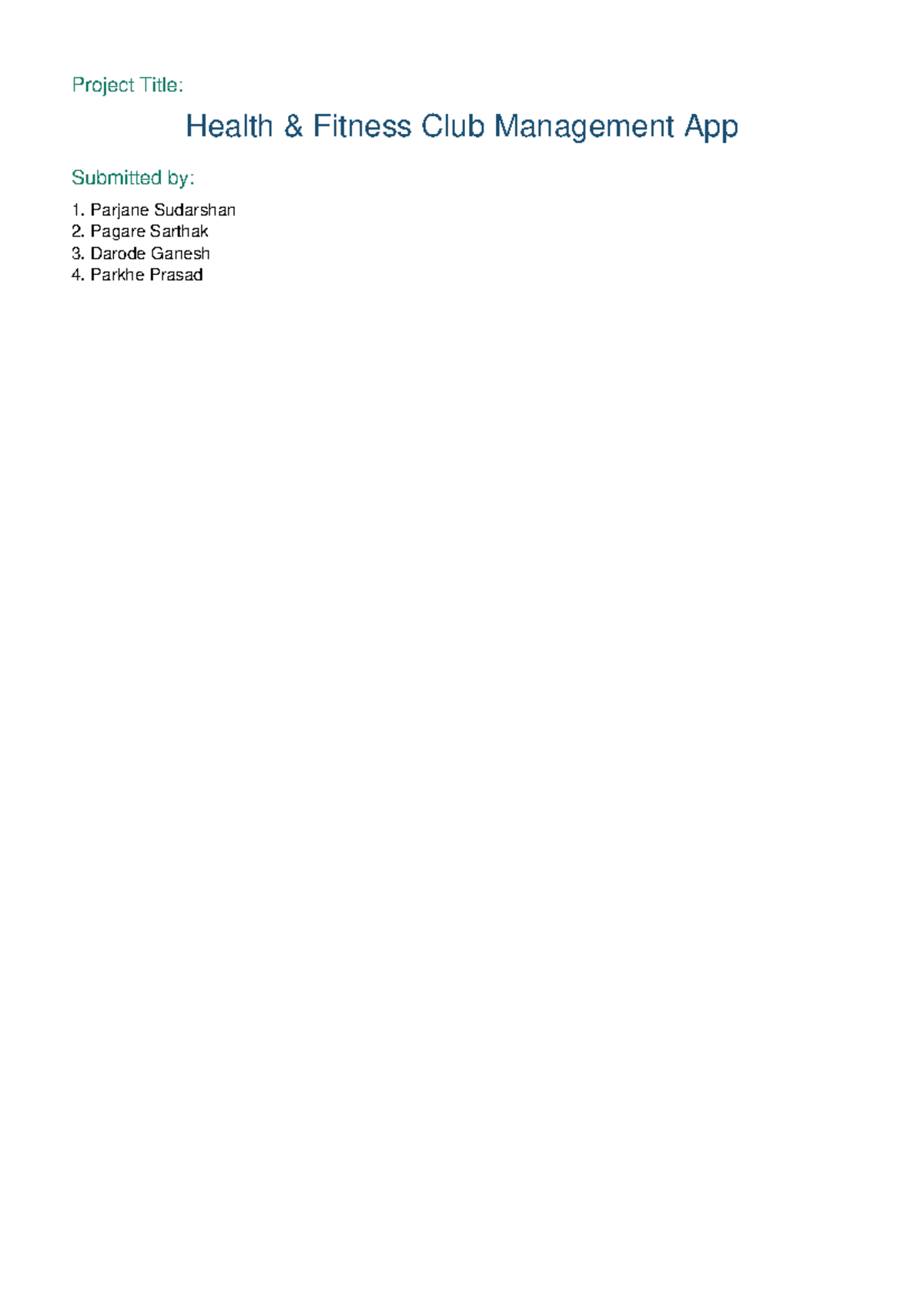 Health Fitness Club Management App Synopsis: Project Overview and ...