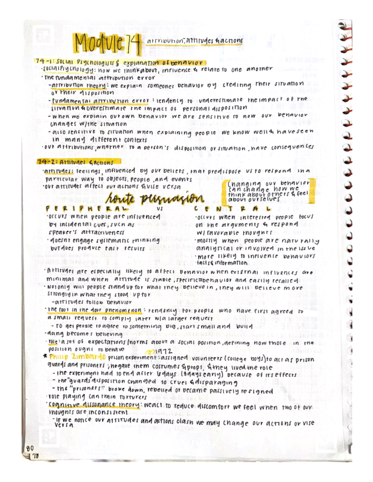 AP Psychology Module 74 - Attribution, Attitudes & Behavioral ...