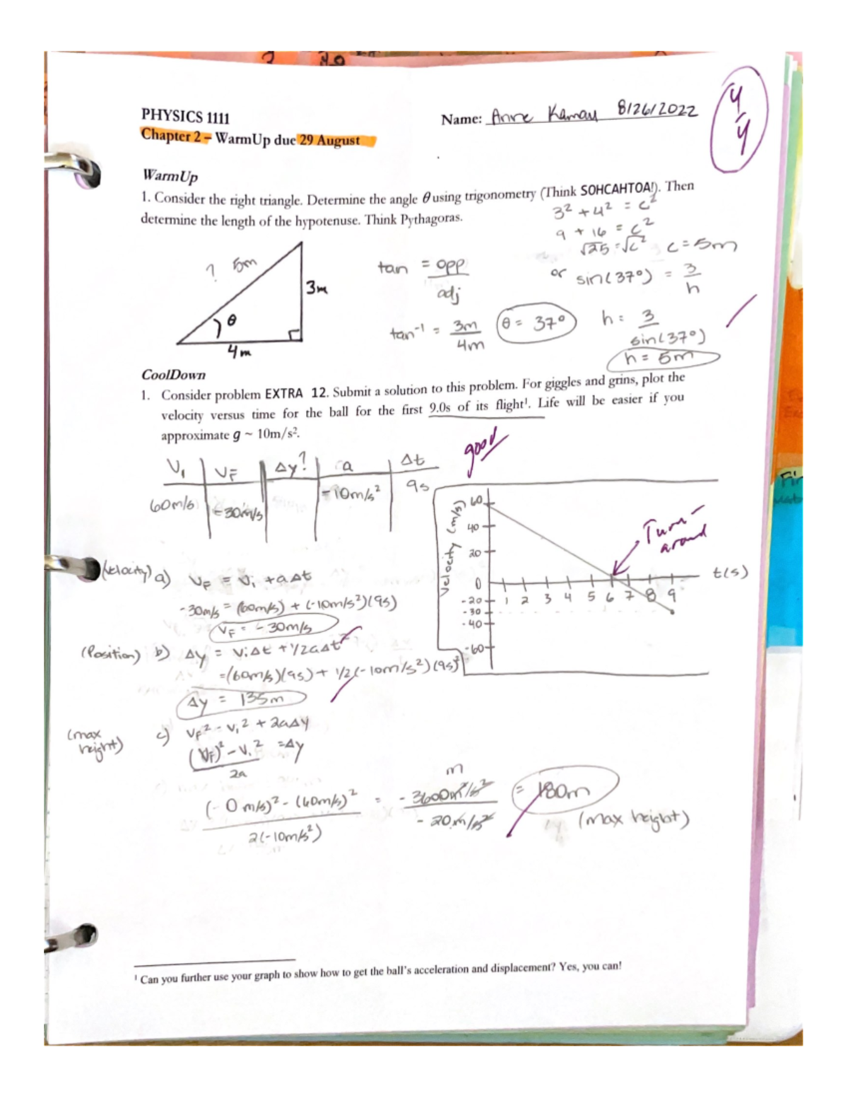 PHYS 1 Unit 1 (Ch 2-3) - Advanced Kinematics & Vectors Problems - Studocu