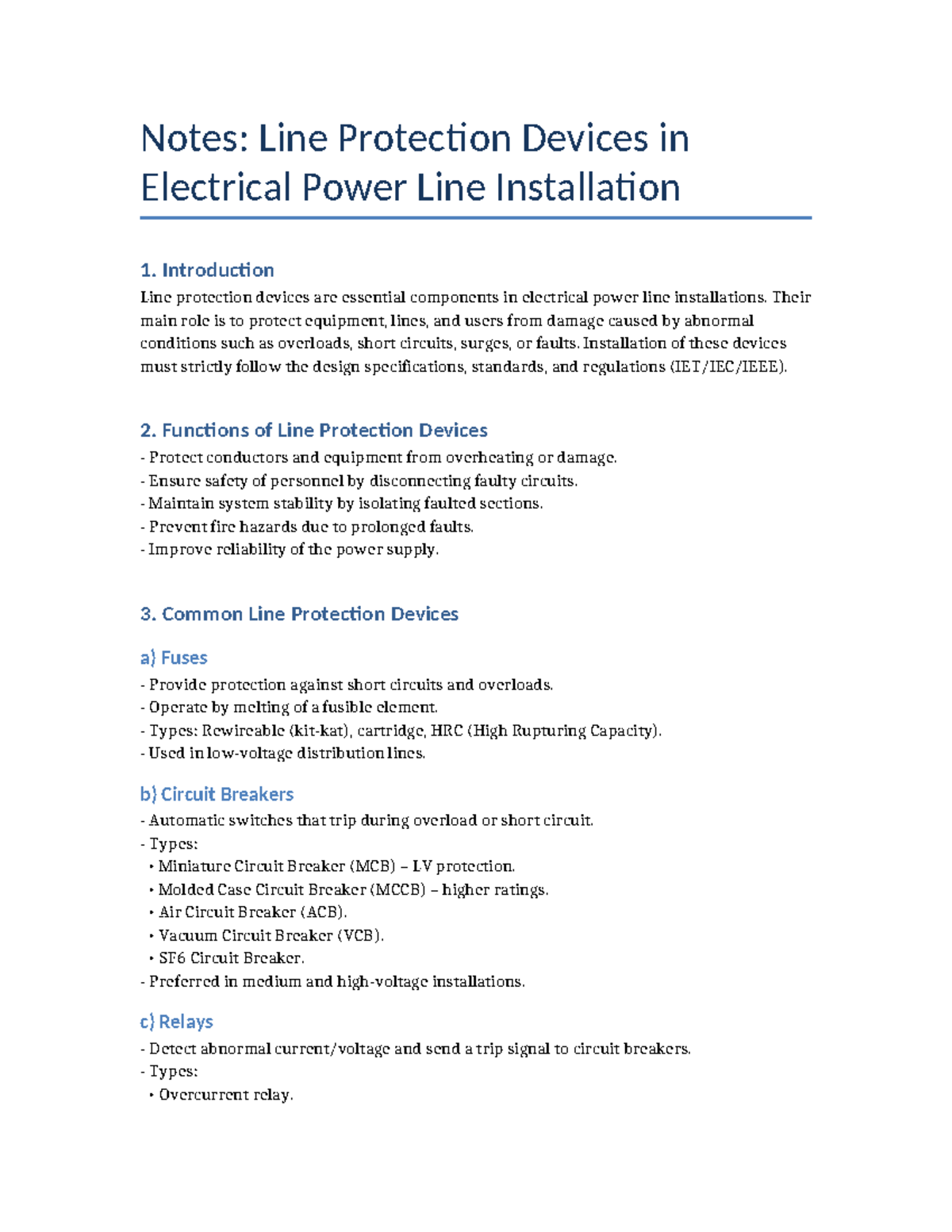 Line Protection Devices: Essential Notes for Electrical Installations ...
