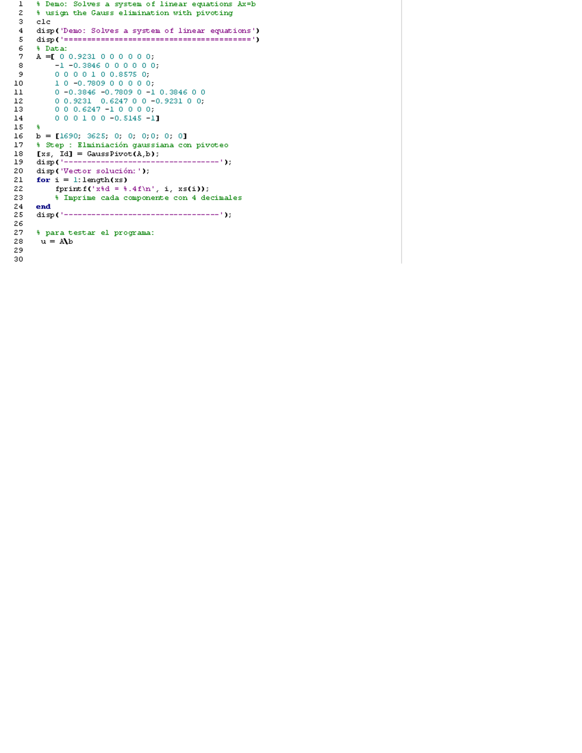 MATH 101: Gauss Elimination with Pivoting - M-File Demo - Studocu