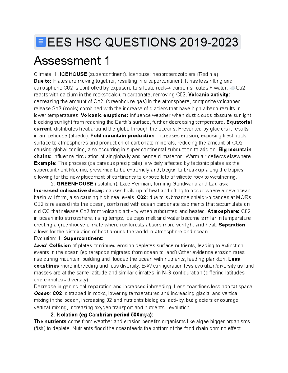 EES HSC Revision: Climate Change, Geological Hazards & Volcanic ...