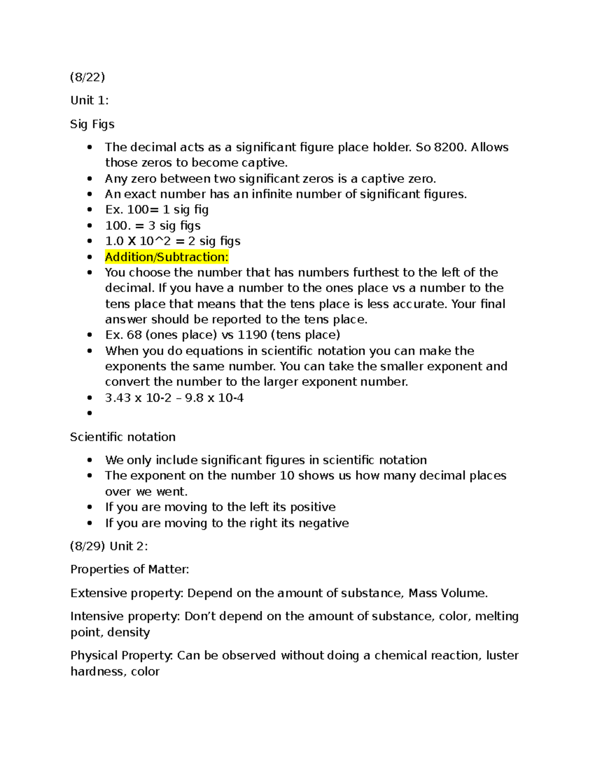 Chem 101: Unit 1 & 2 - Significant Figures and Properties of Matter ...