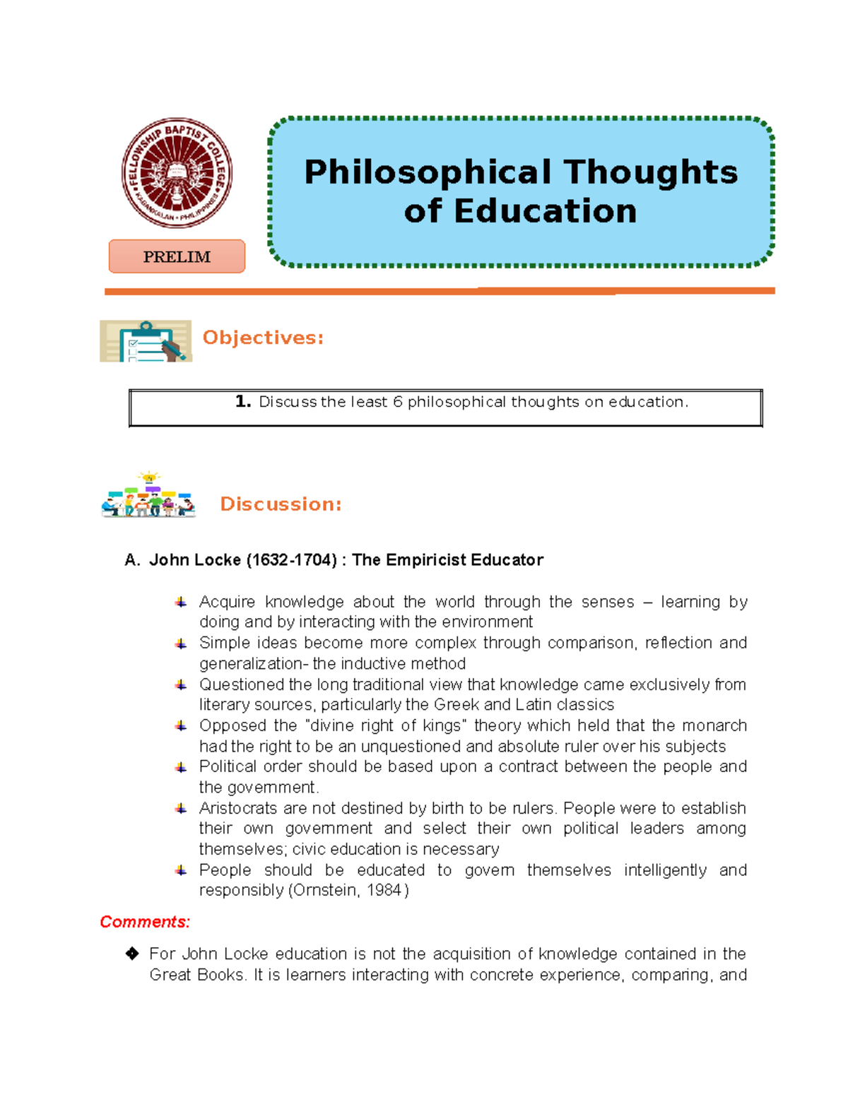 Philosophical Foundations of Education - Lesson 1 (PREL) - Studocu