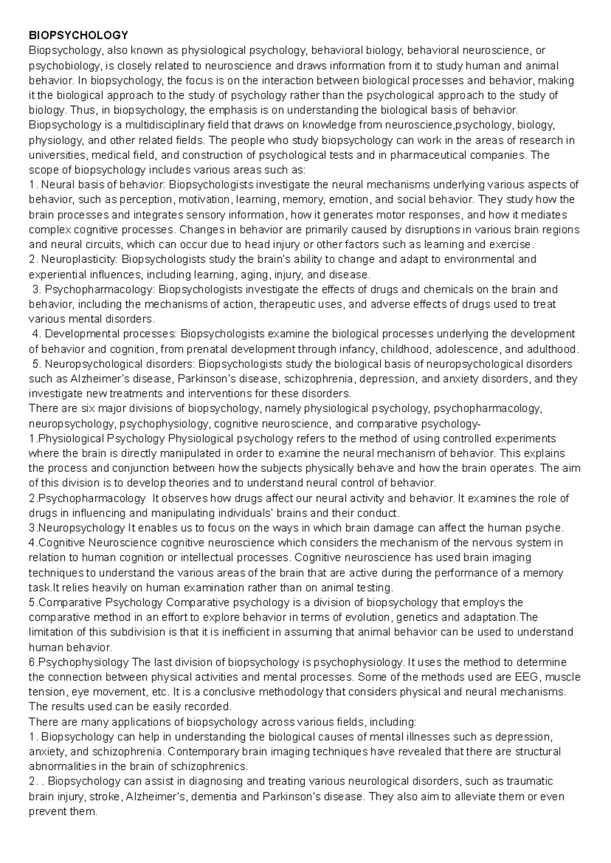 Biopsychology: Definition, Nature, Scope & Key Insights on Behavior ...