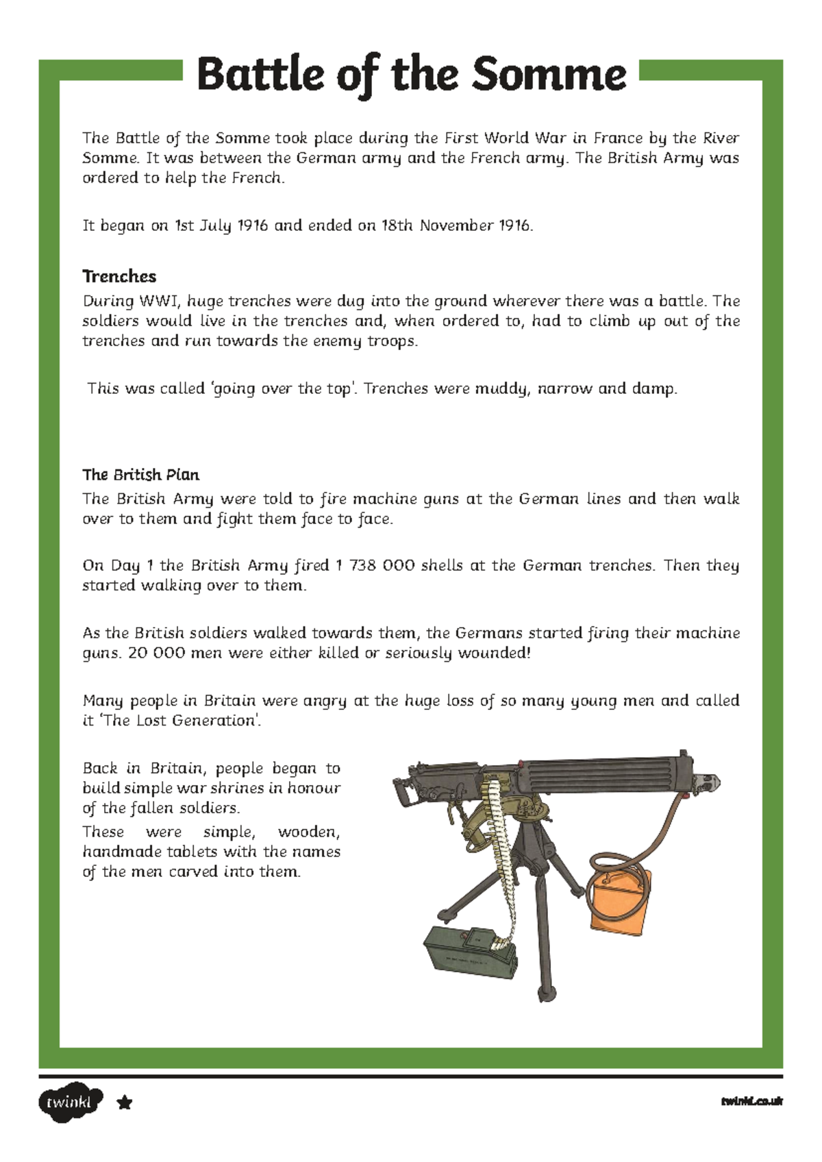 Battle of the Somme: Key Facts and Insights on WWI (HIST 101) - Studocu