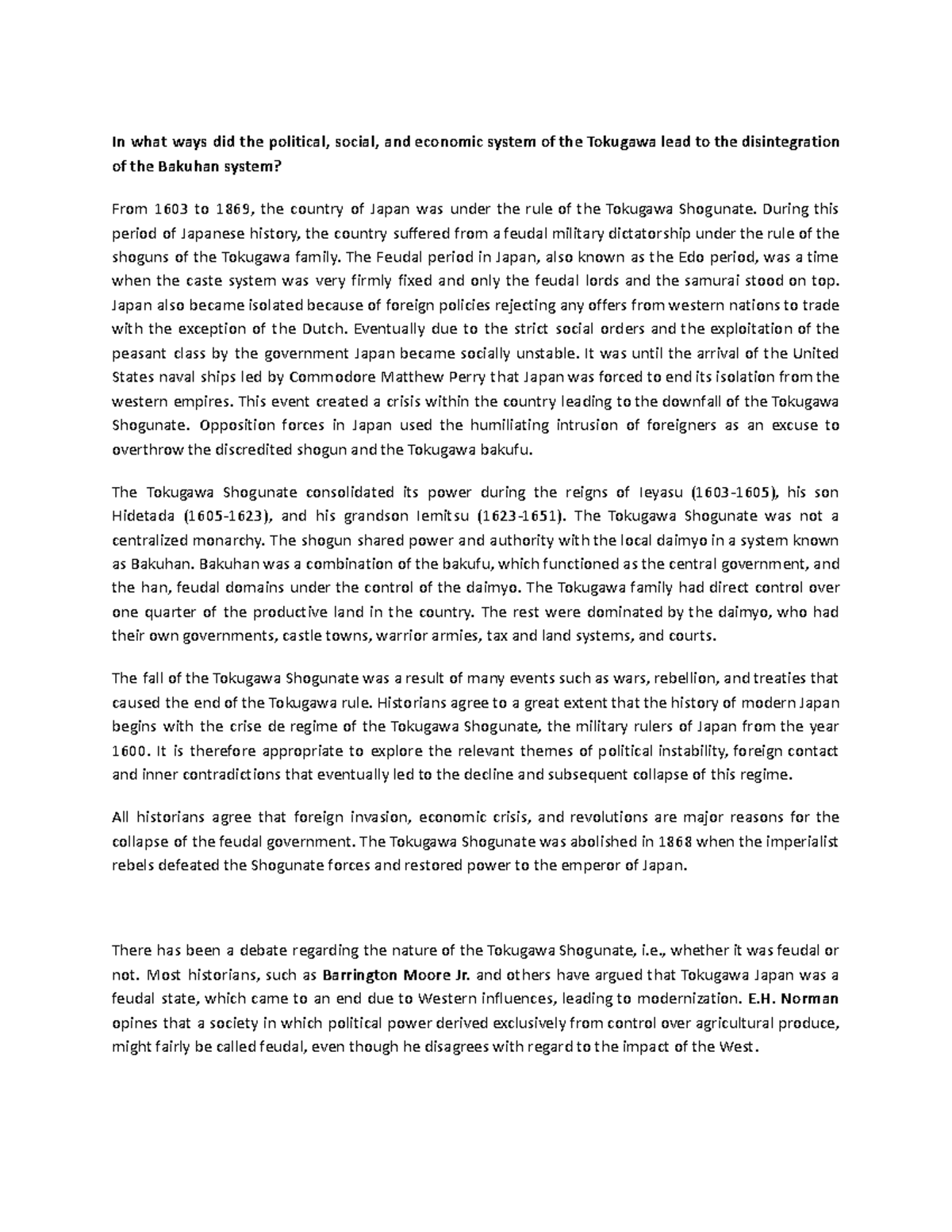 The Disintegration of the Bakuhan System: A Study of the Tokugawa ...