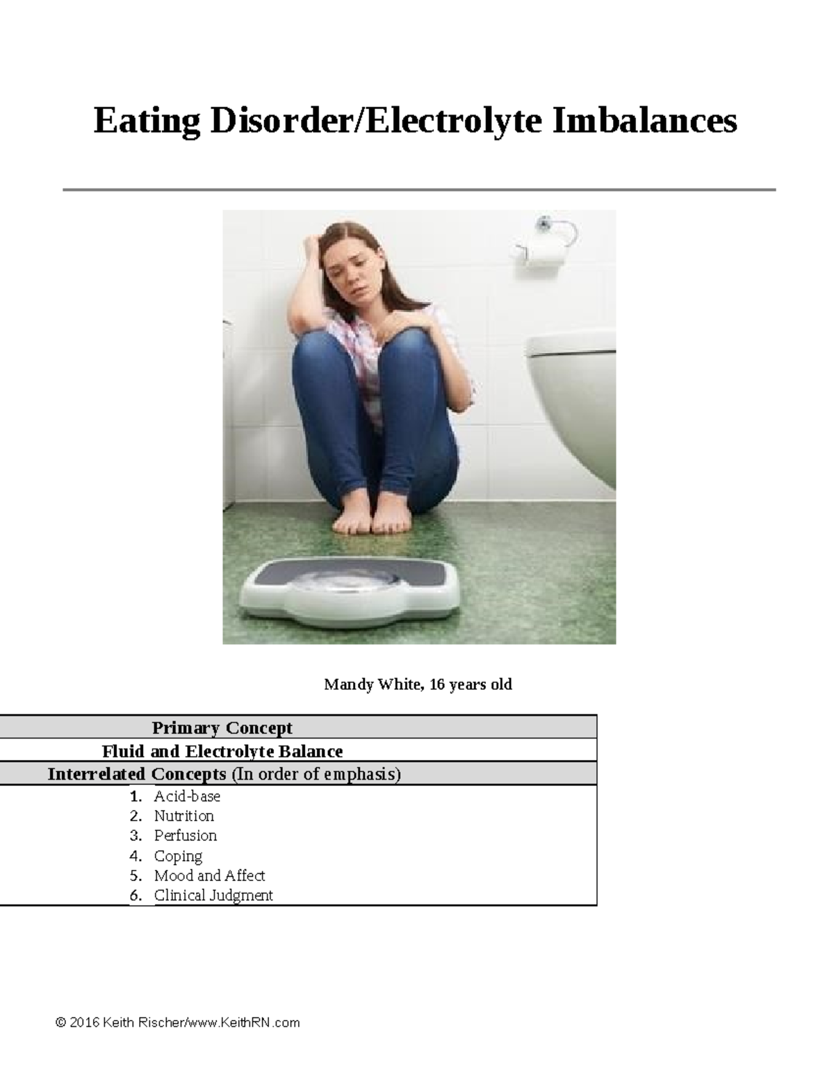 Anorexia clinical Reasoning Case Study - Eating Disorder/Electrolyte ...