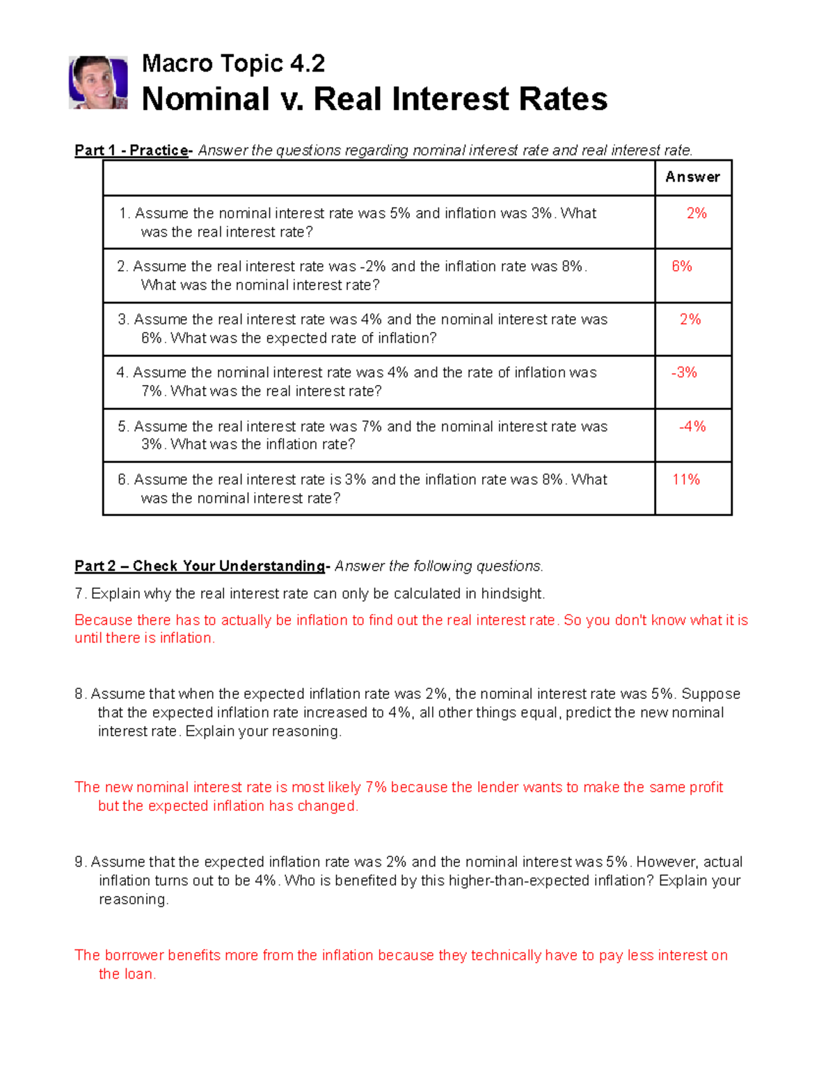 Macro Topic 4.2: Analyzing Nominal vs. Real Interest Rates - Studocu