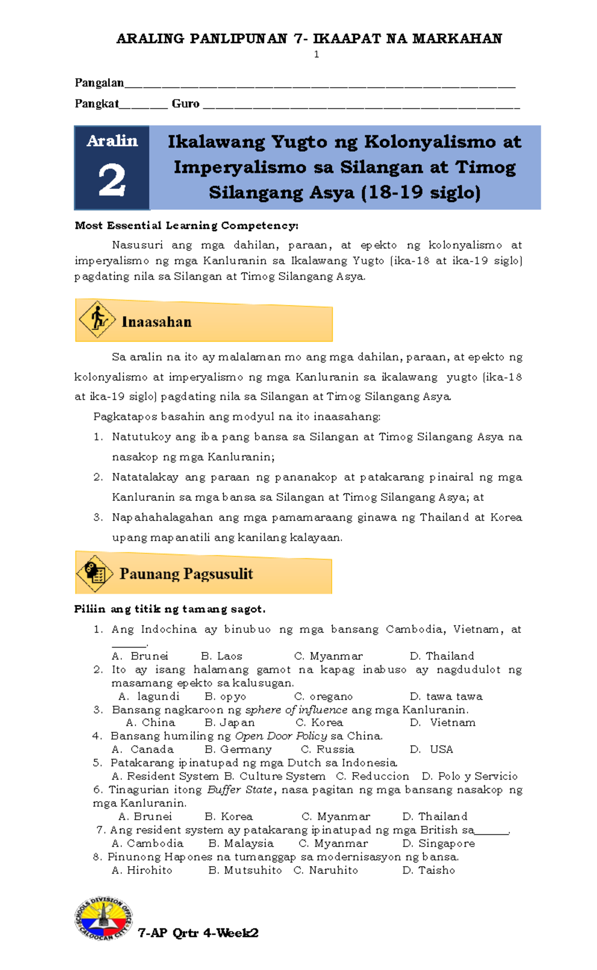 AP 7 Q4 Week 2 - 1 Pangalan
