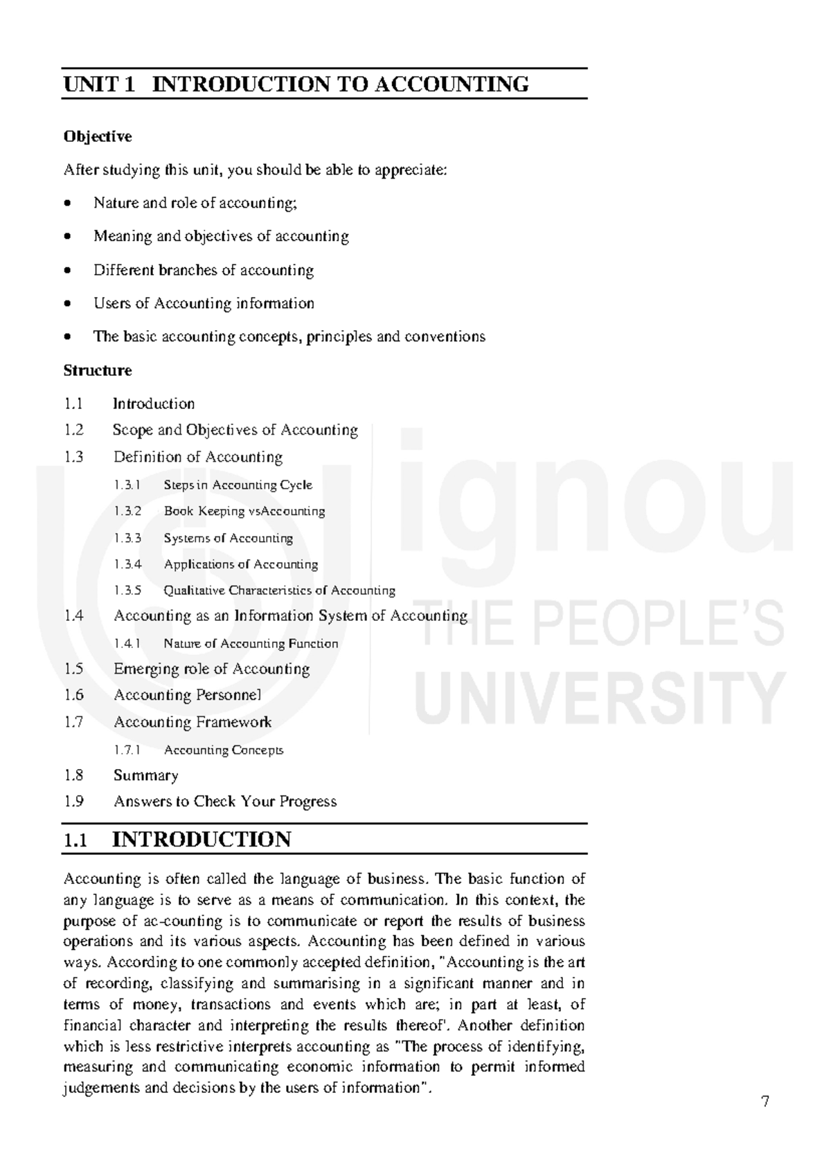 Introduction TO Accounting I - Introduction to UNIT 1 INTRODUCTION TO ...