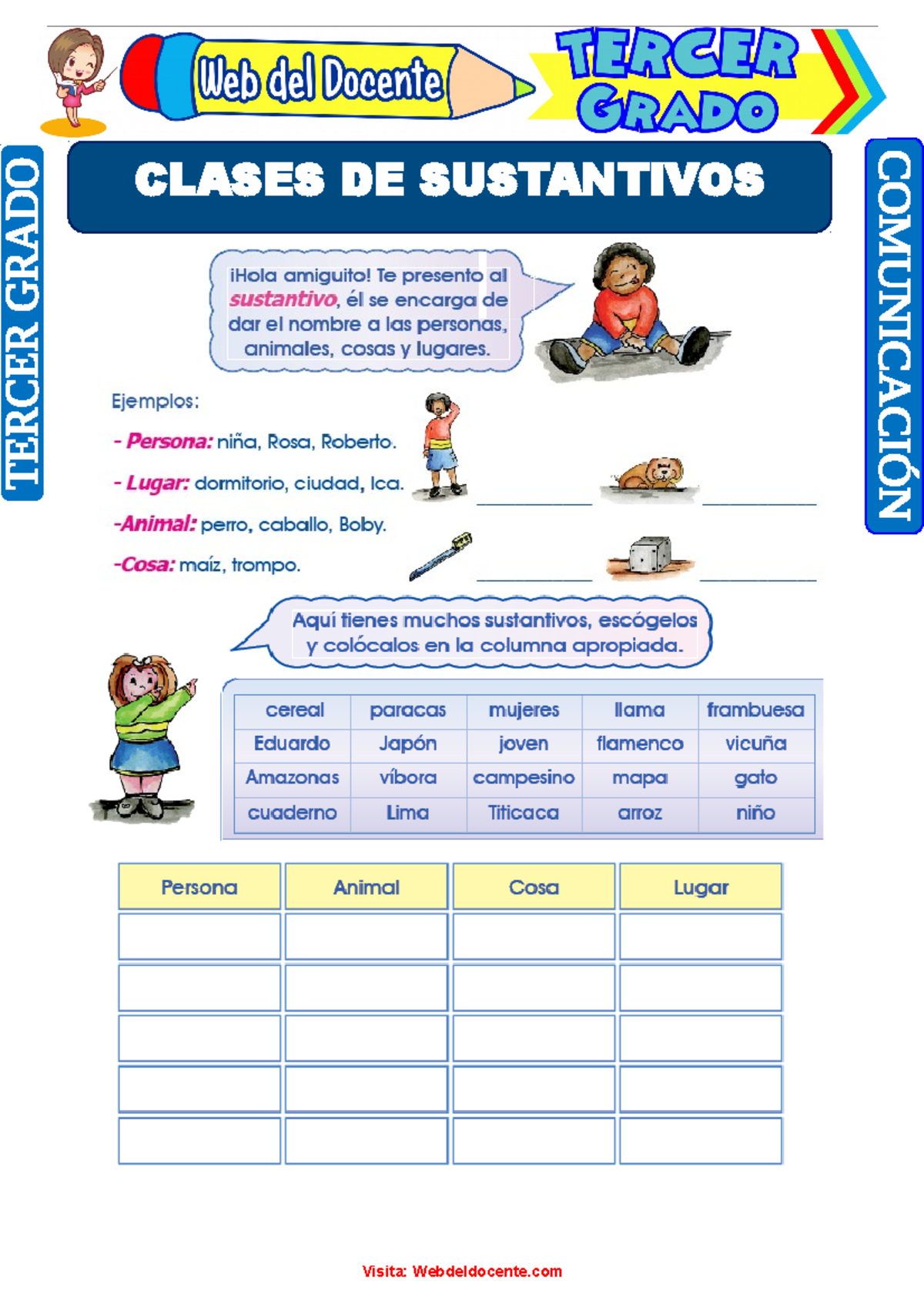 Clases de Sustantivos para Tercer Grado de Primaria - CLASES DE ...