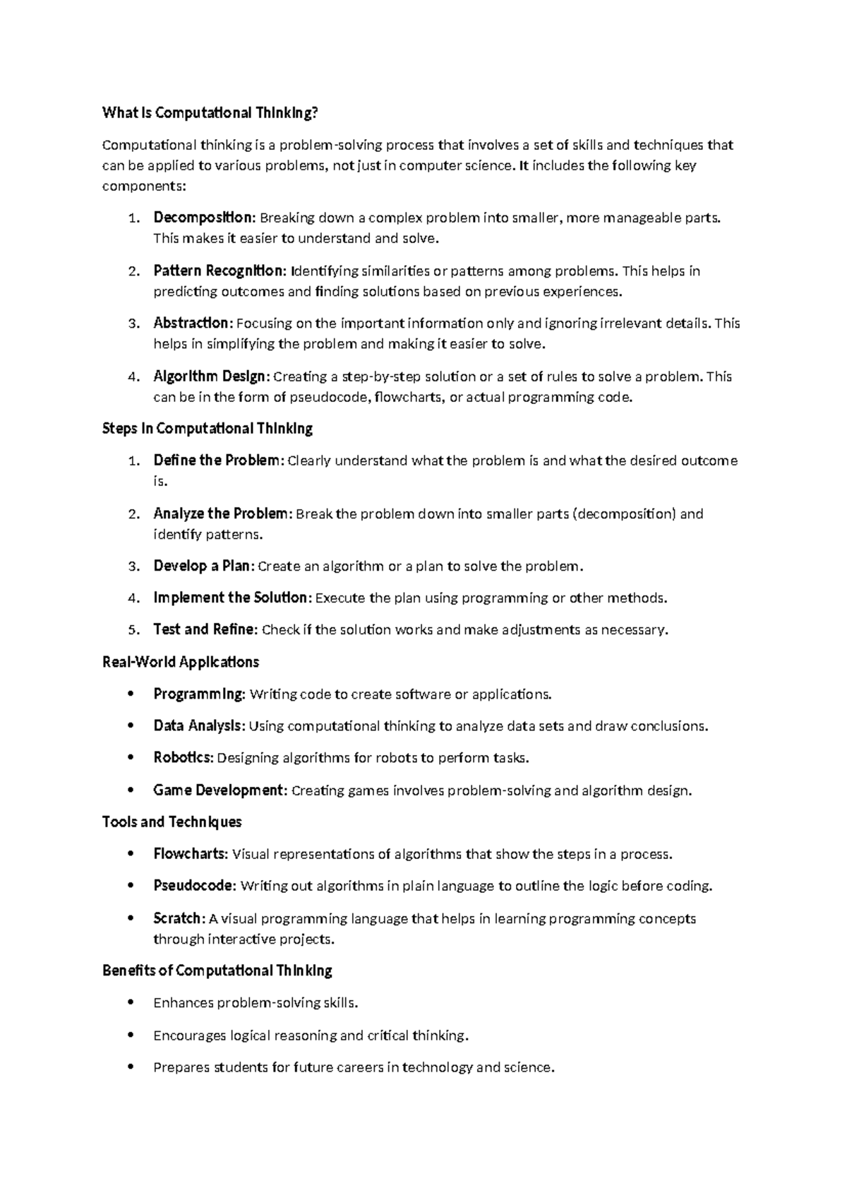 CT 101: Understanding the Essentials of Computational Thinking - Studocu