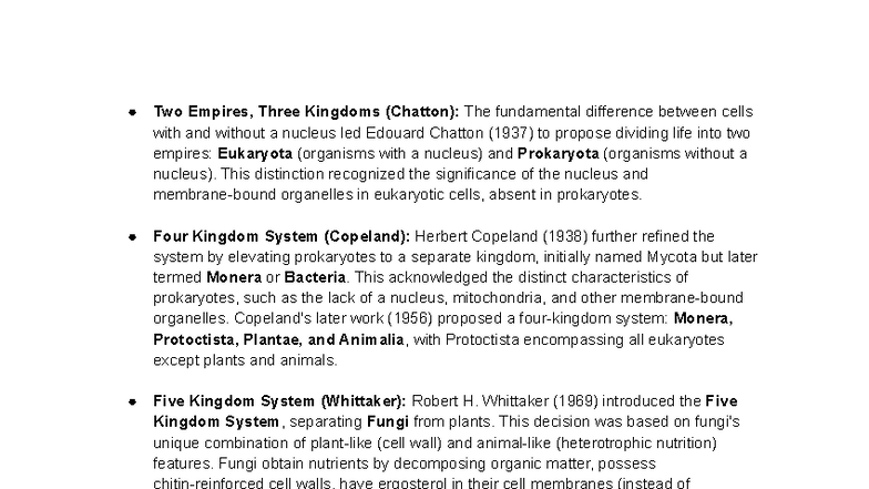Syste-2nd Lec 2: Kingdom Classification Systems Overview - Studocu