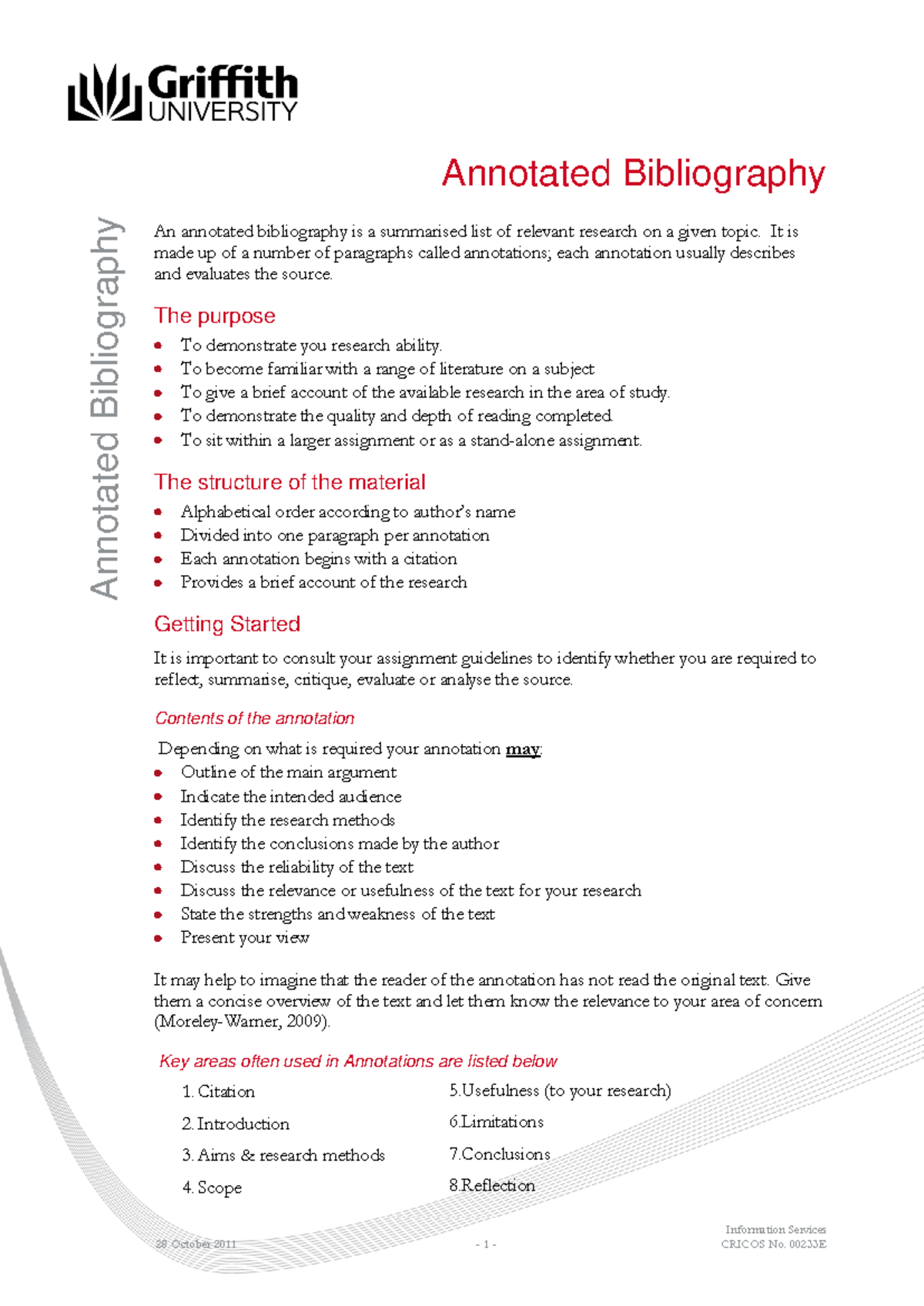 Griffith University Annotated Bibliography Guidelines & Tips - Studocu