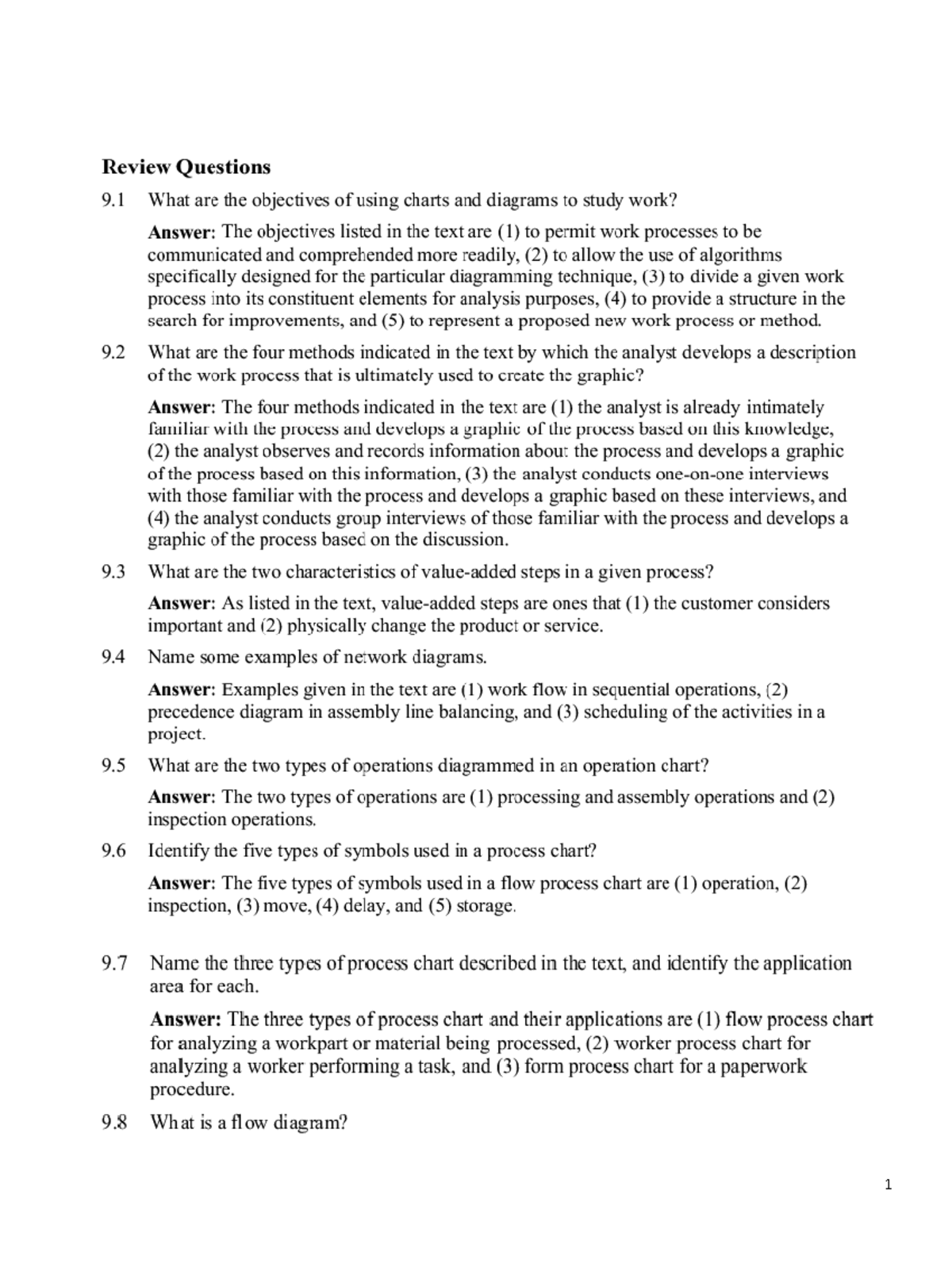Chapter 3 - Review Questions on Work Process Diagrams and Methods - Studocu