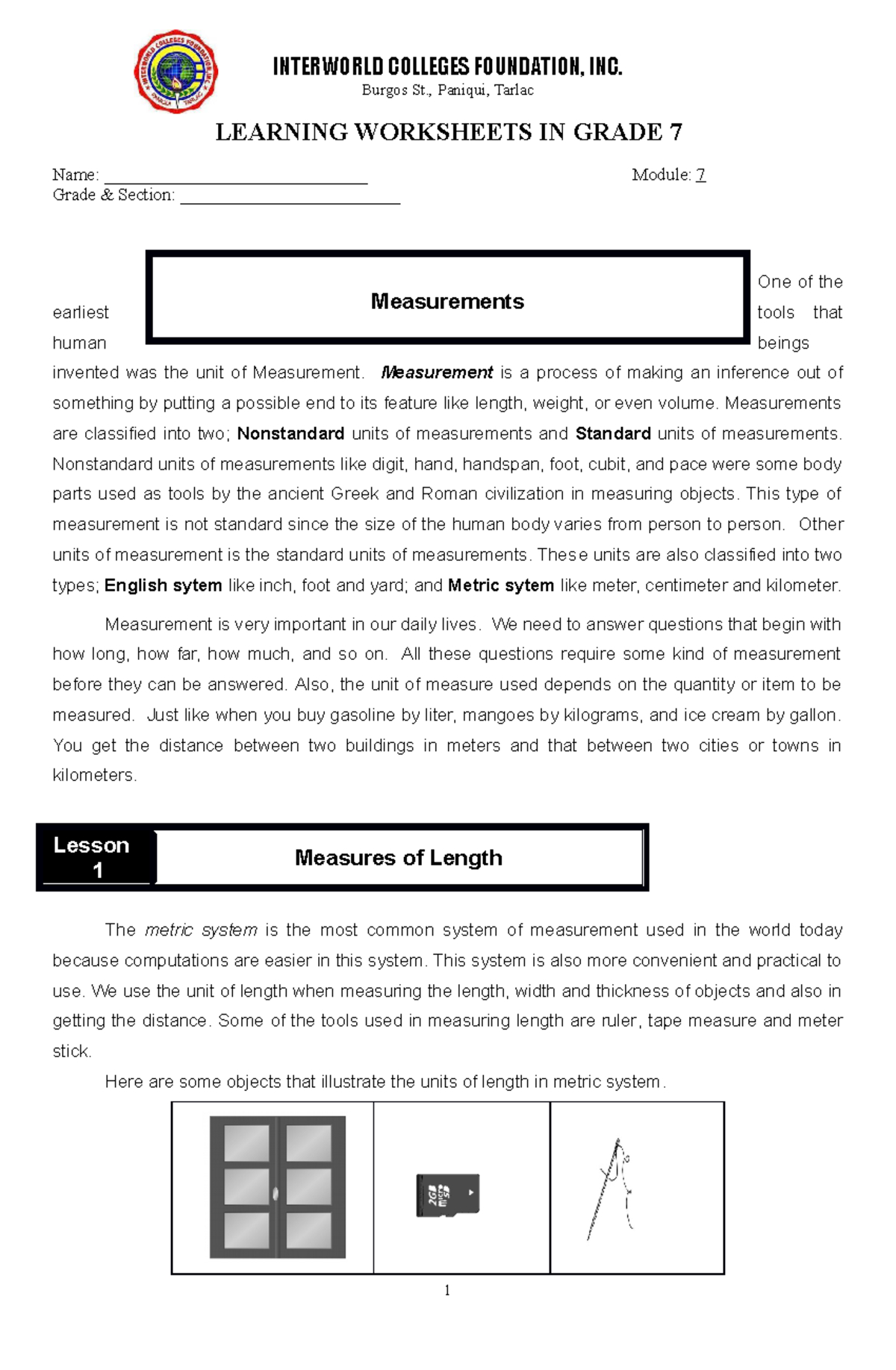 Mathematics 7 Q2 M15 v2 (Final) - Understanding Measurements and Units ...