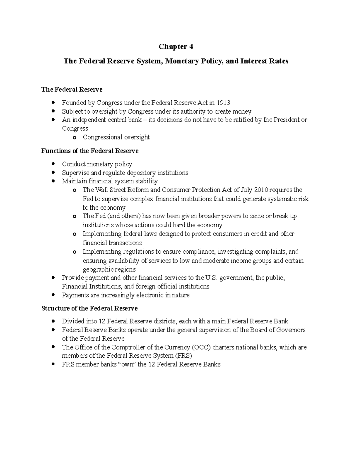Chapter 4: The Federal Reserve System & Its Impact on Monetary Policy ...