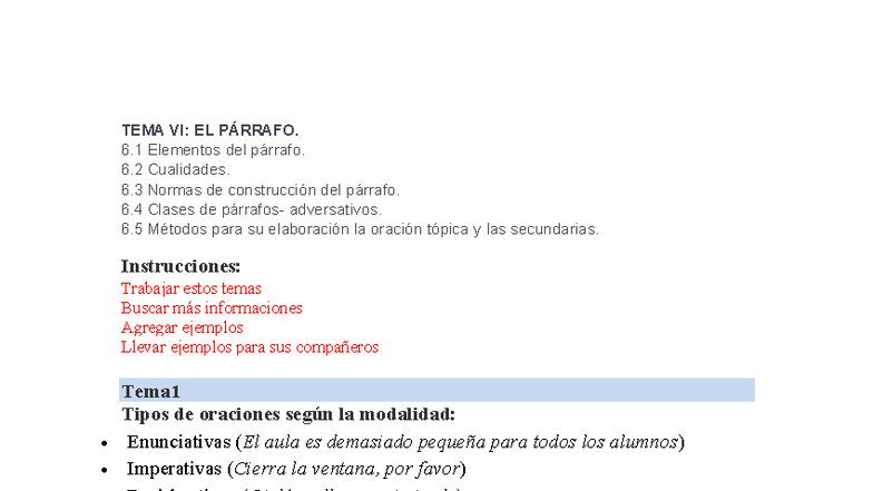 Material #6: El Párrafo - Elementos, Cualidades y Ejercicios (2025 ...