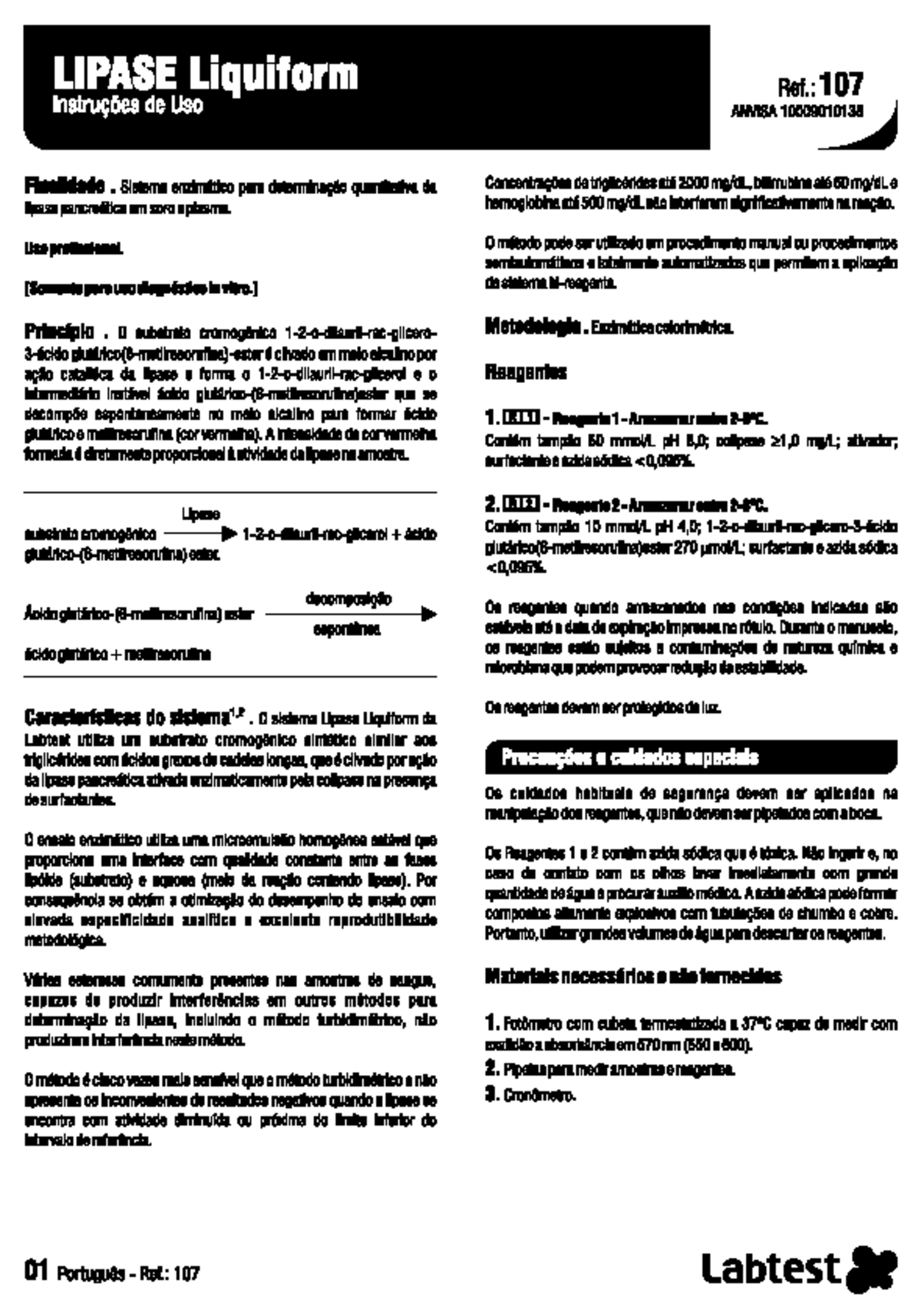 LIPASE Liquiform Ref.: 107 - Instruções de Uso e Metodologia - Studocu