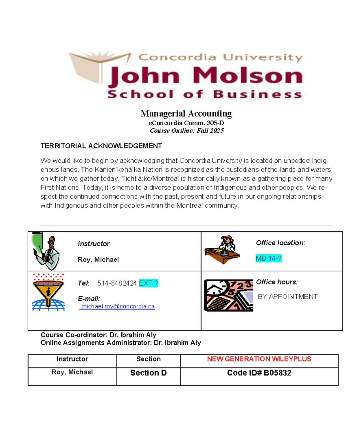 COMM 305 Managerial Accounting Course Outline - Fall 2025 - Studocu