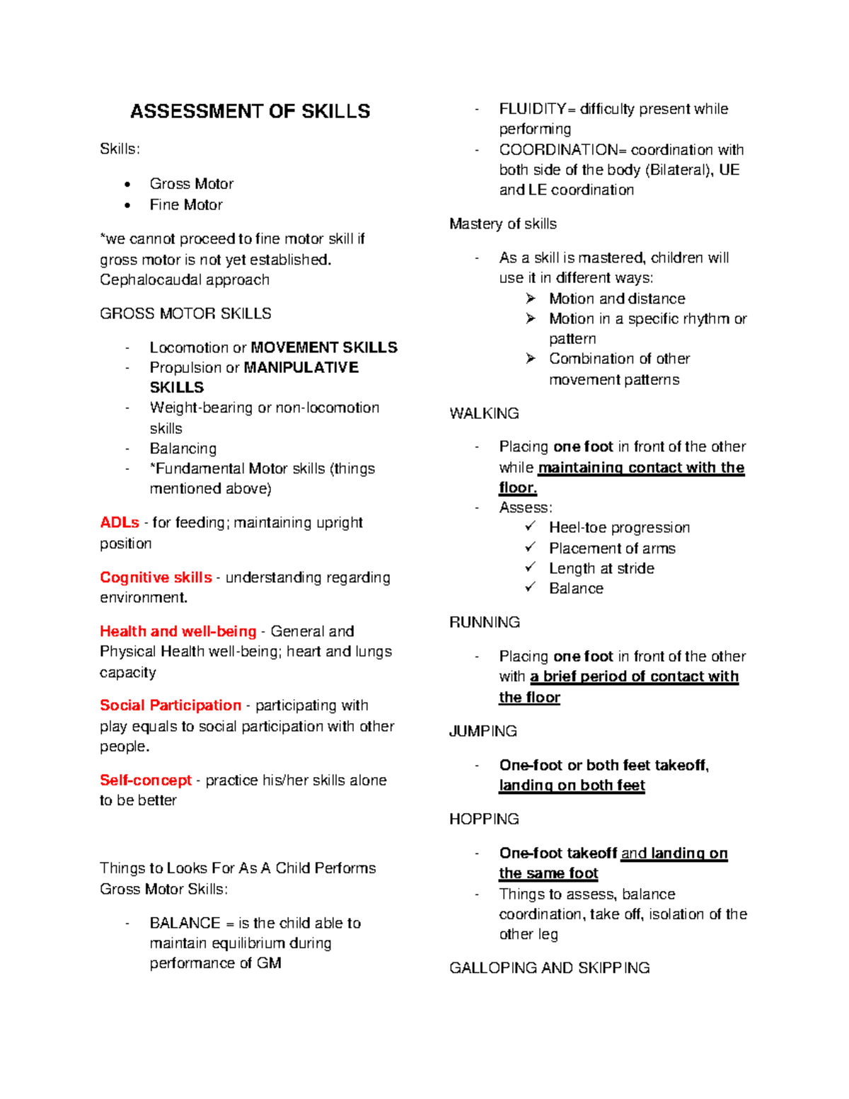 Assessment of Gross and Fine Motor Skills: Key Concepts and Techniques ...