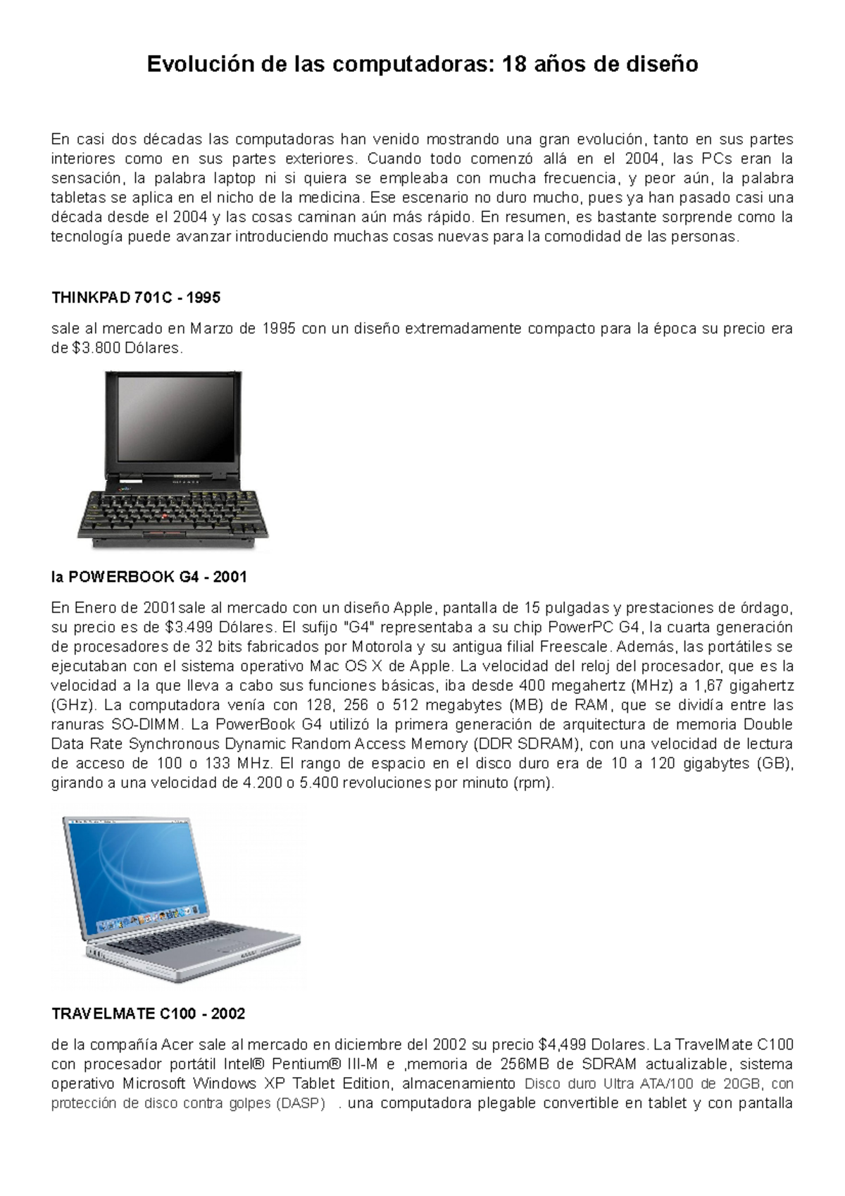 Evolución de las Computadoras: Avances y Modelos 2004-2014 - Studocu