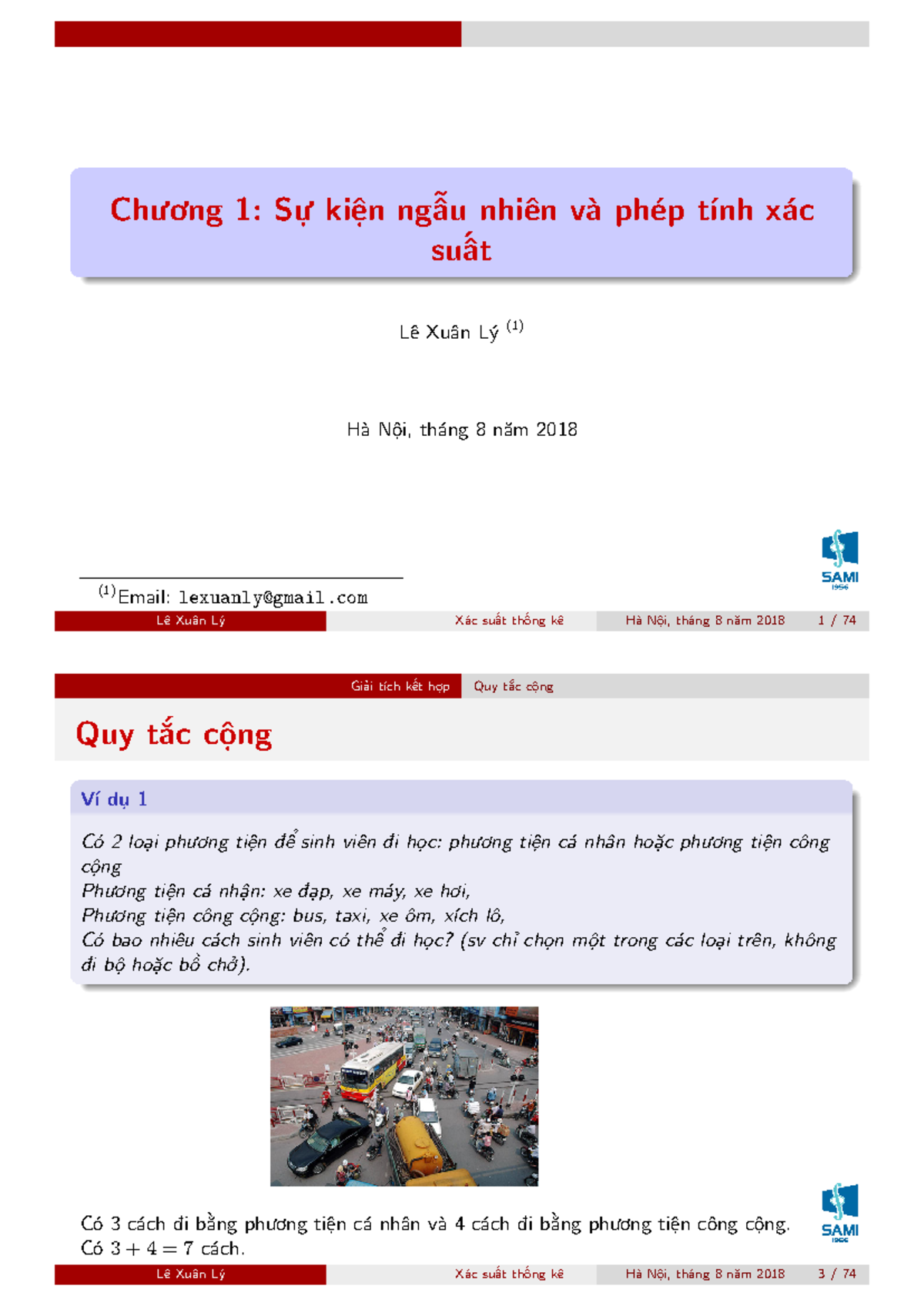 Bài giảng Xác suất Thống kê - Thầy Lê Xuân Lý (Hà Nội) - Studocu