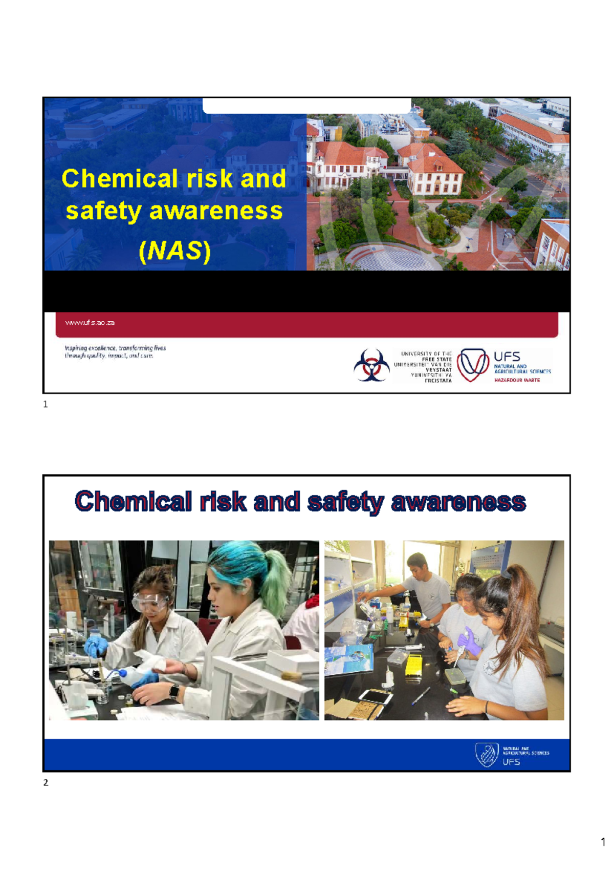 Chemical Risk and Safety Awareness (NAS) - 3rd Year Guide - Studocu