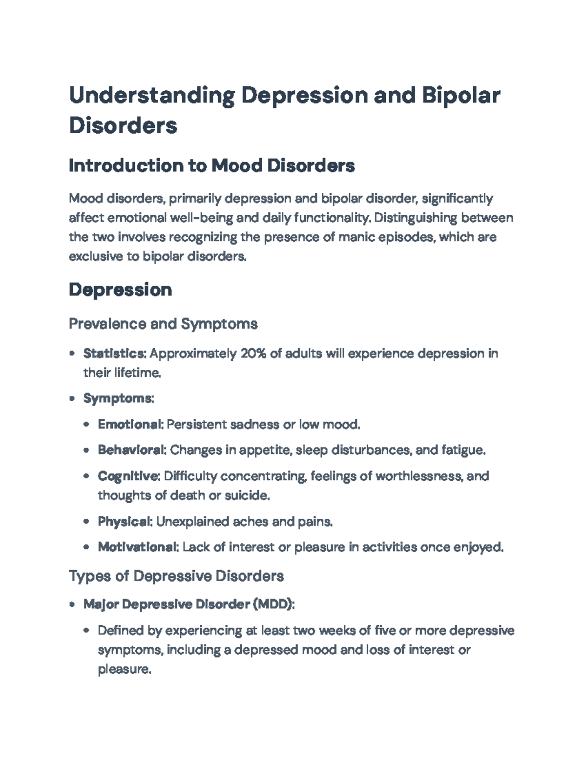 Understanding Depression and Bipolar Disorders: A Comprehensive ...