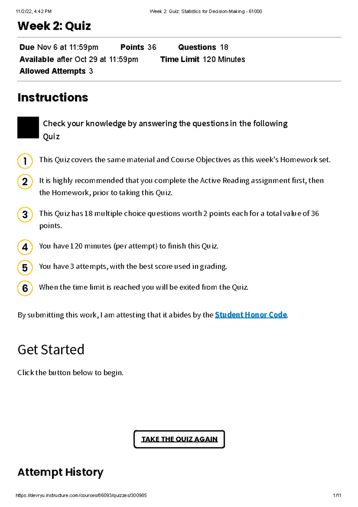 Week 2 Quiz: Statistics for Decision-Making (100% Score Achieved) - Studocu