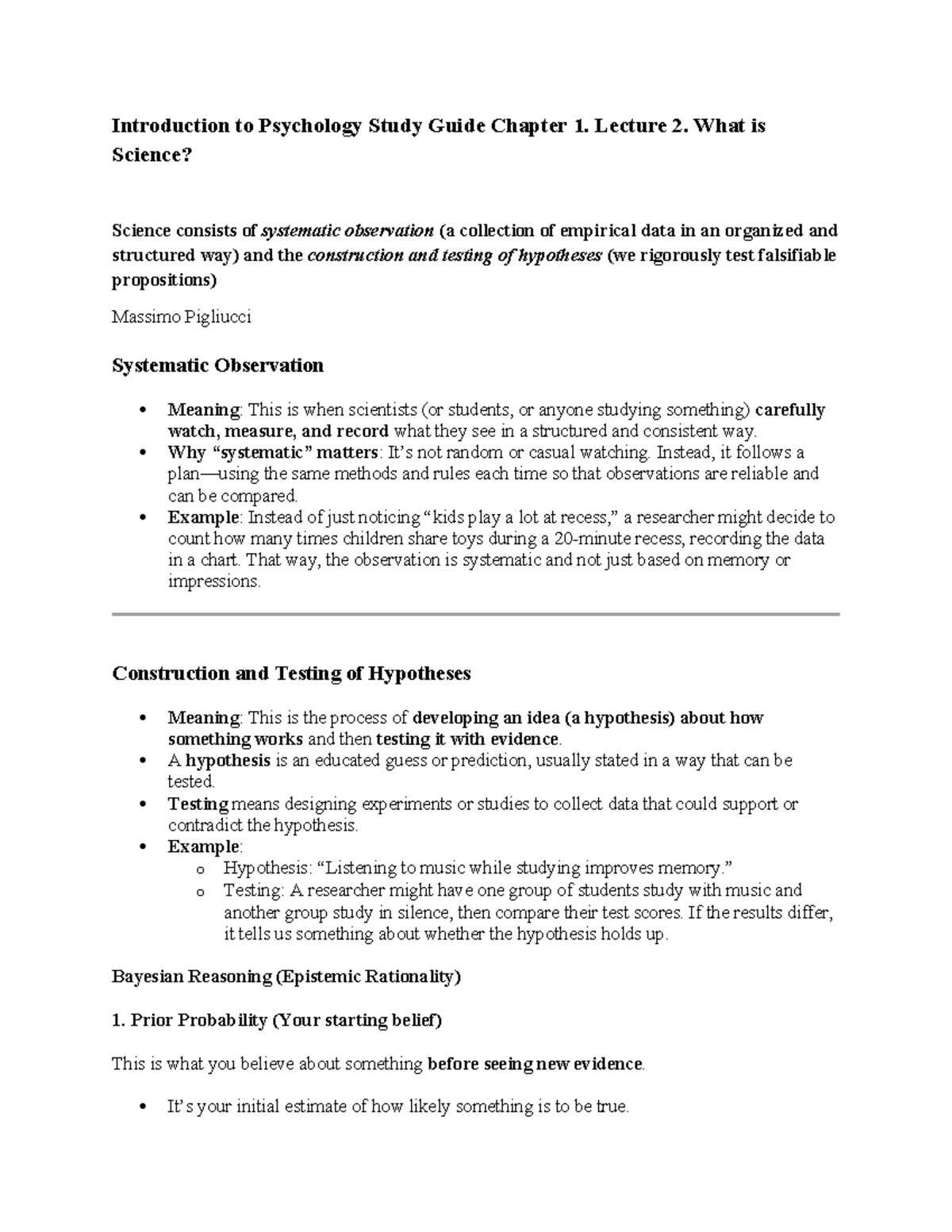 Introduction to Psychology Study Guide: Chapter 1 - What is Science ...