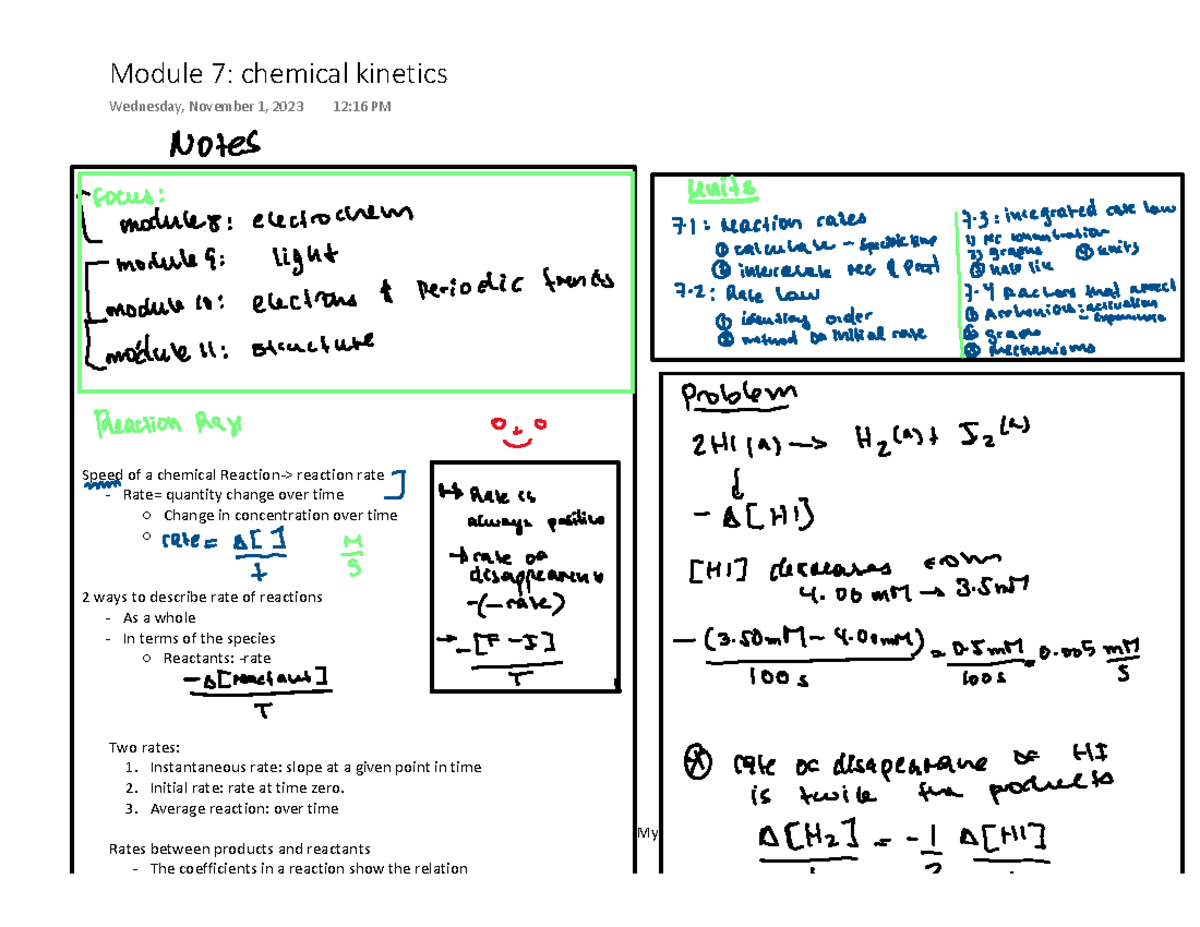 Module 7- CHEM 121 - My Speed of a chemical Reaction-> reaction rate ...