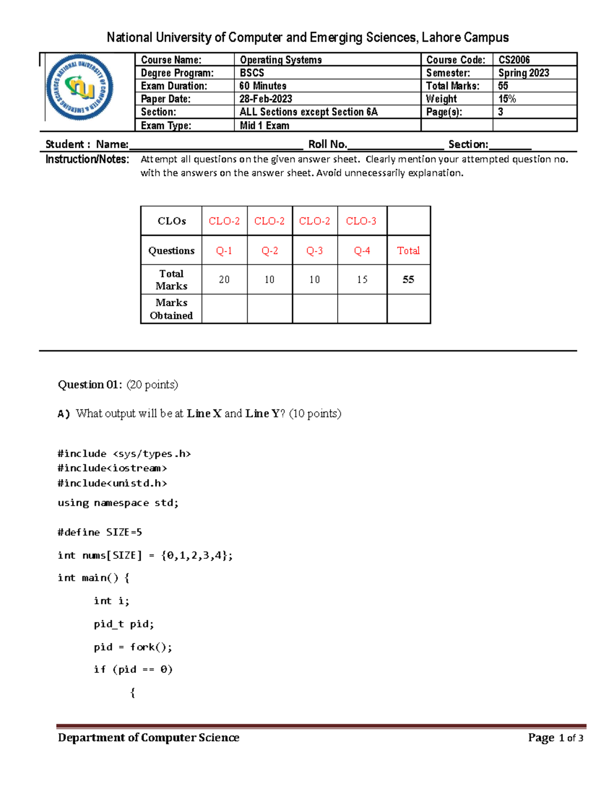 CS2 006 - Midterm Exam Notes for Operating Systems Spring 2023 - Studocu