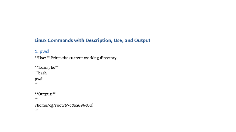 Linux Command Cheatsheet - Quick Reference Guide - Studocu