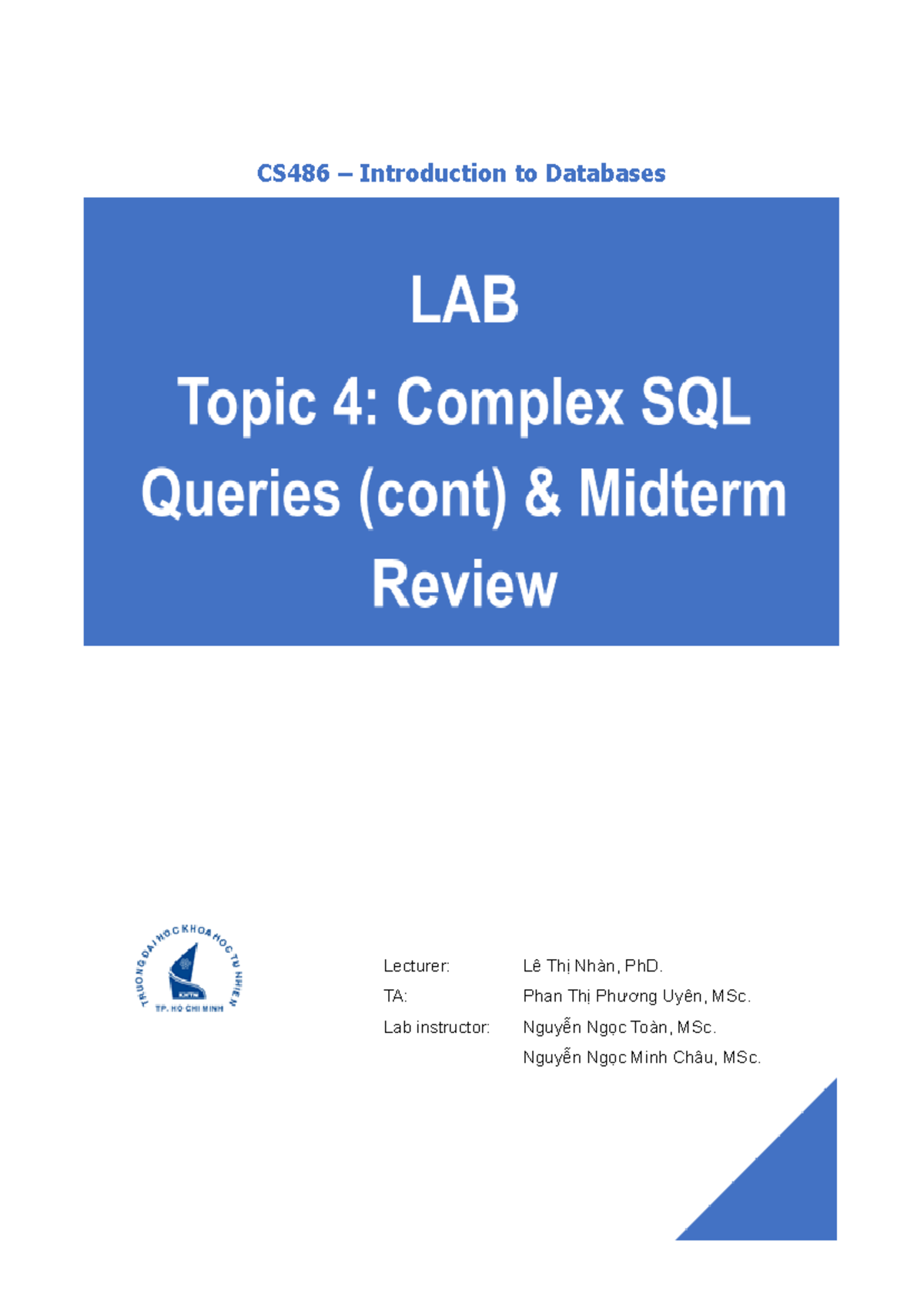 CS486 Midterm Revision: Complex SQL Queries Overview - Studocu