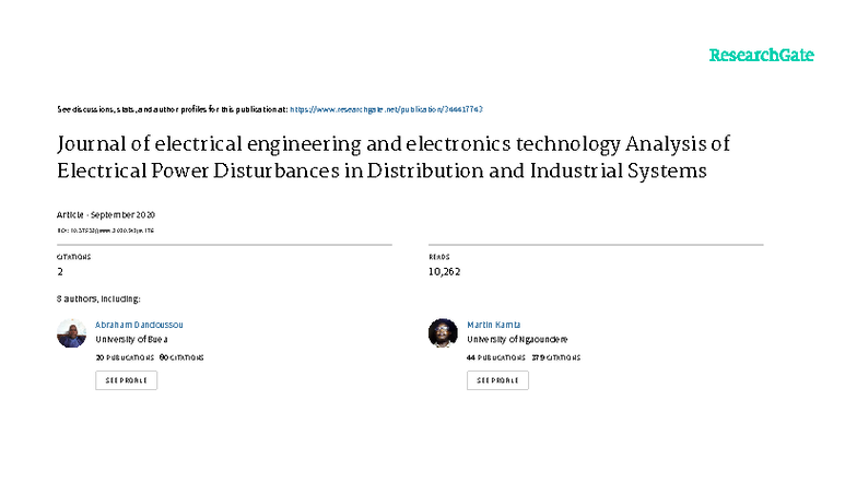 Analysis of Electrical Power Disturbances in Distribution Systems (EE ...