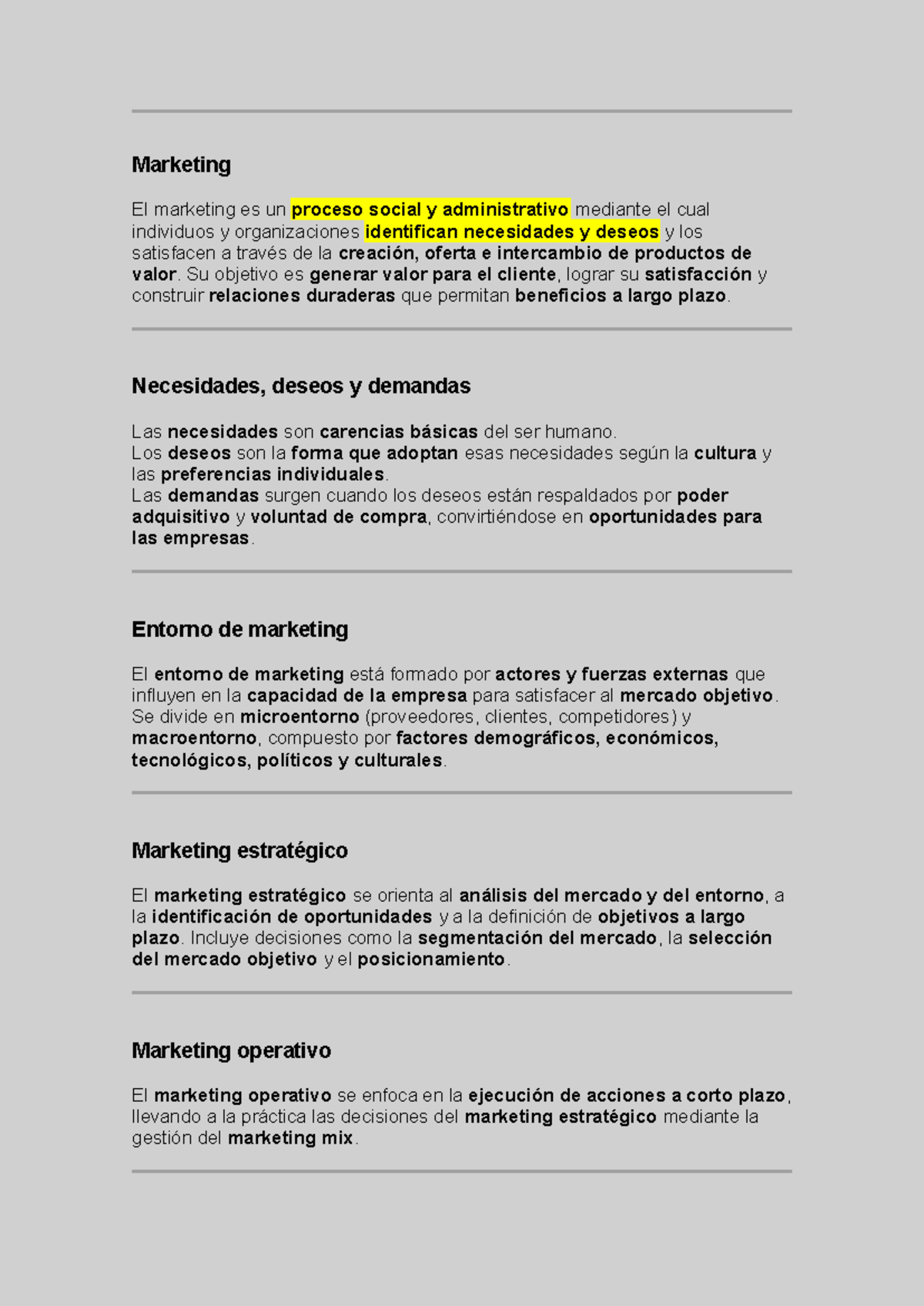 Conceptos Claves de Marketing (FMK) - Studocu