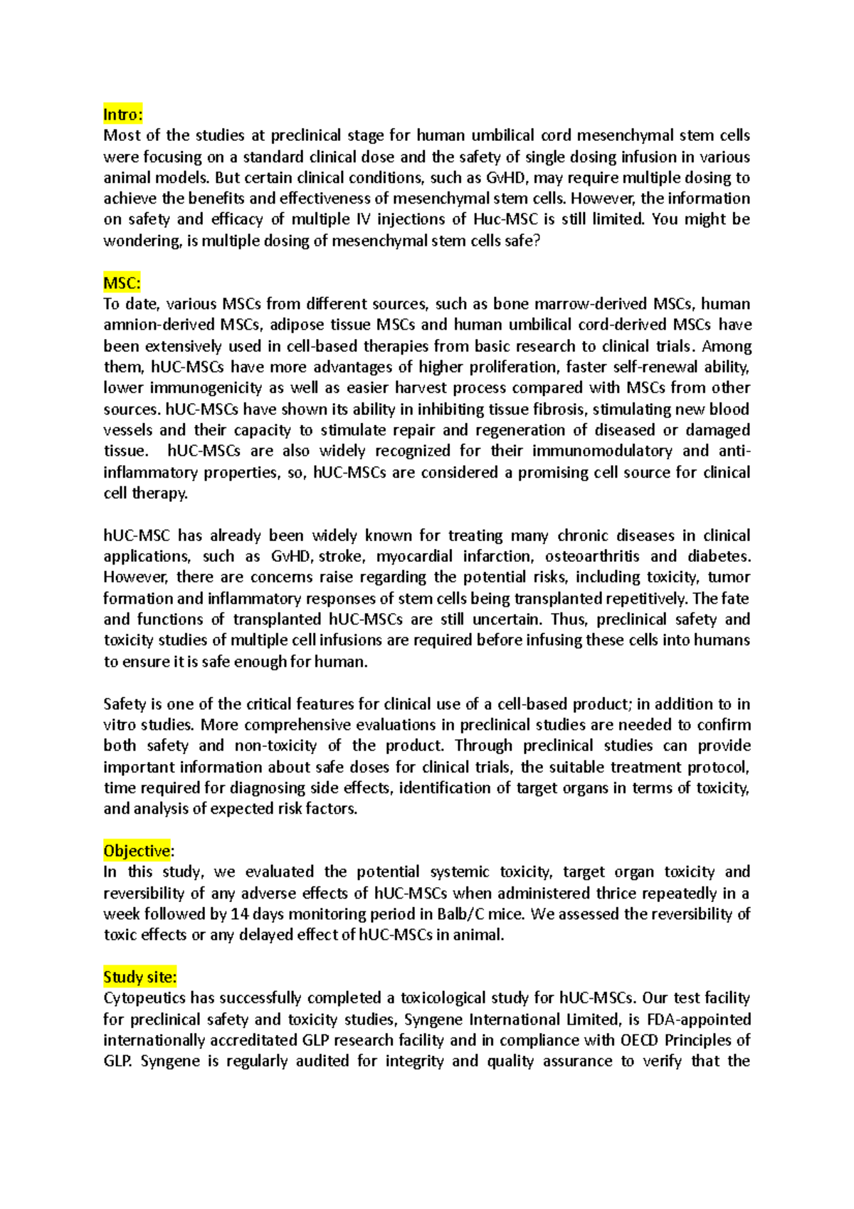 Oral presentation script - Intro: Most of the studies at preclinical ...