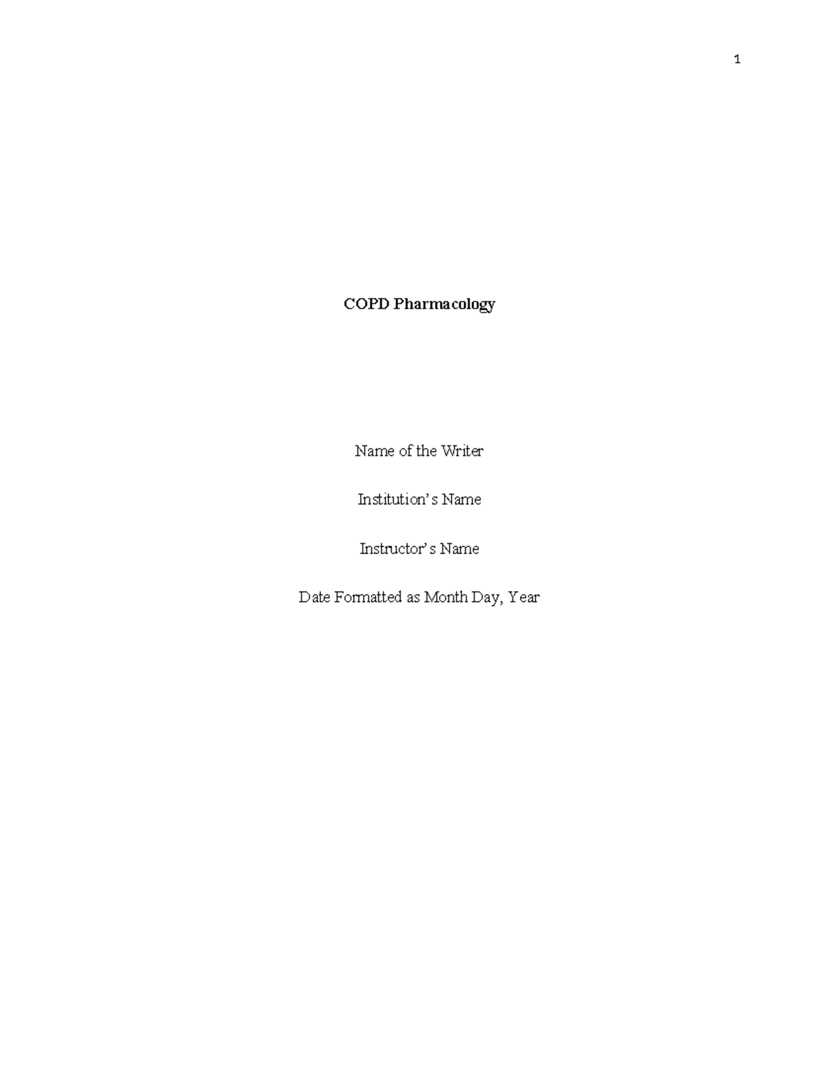 COPD Pharmacology: Management and Therapeutics for Patients - Studocu