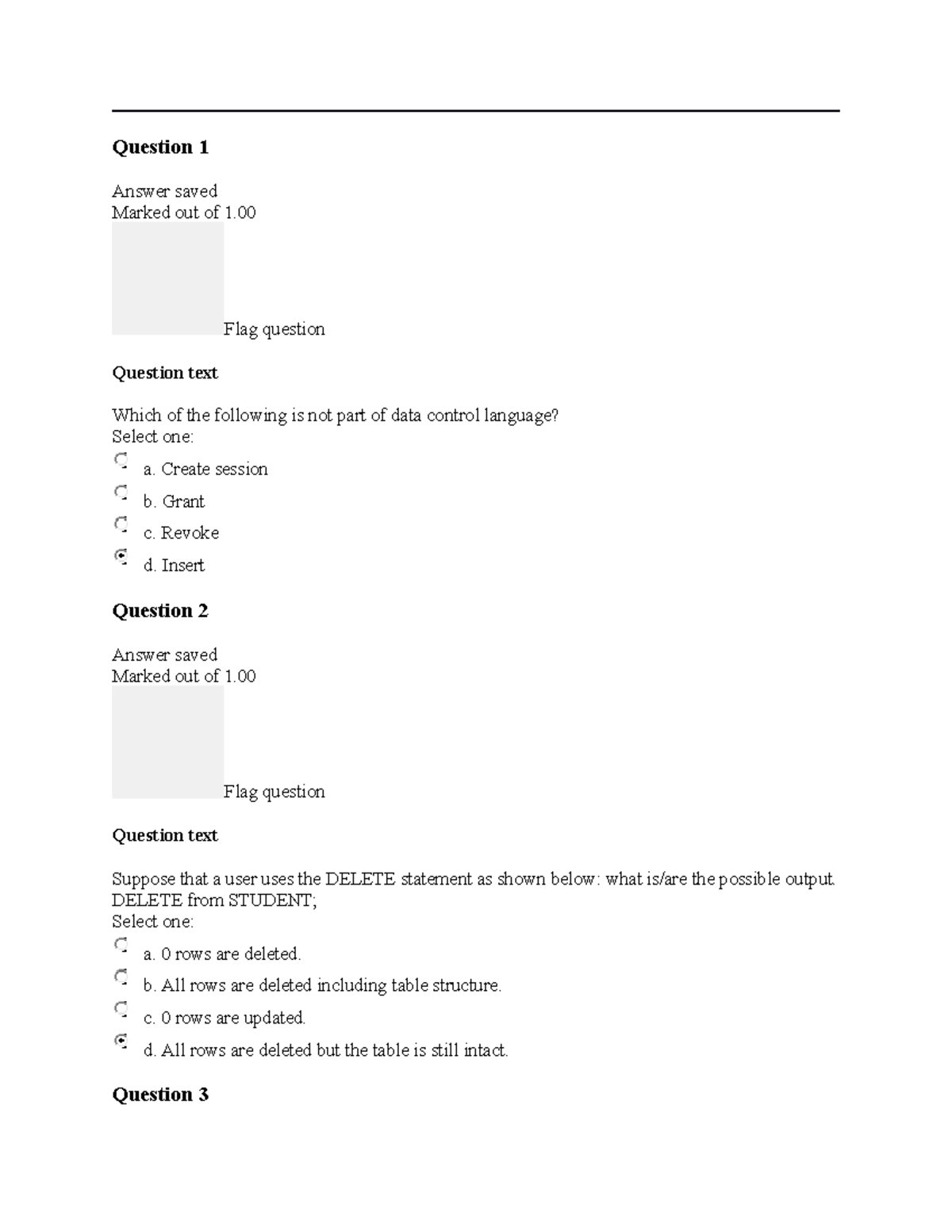 430842494 Database Management Final Exam - Question 1 Answer saved ...